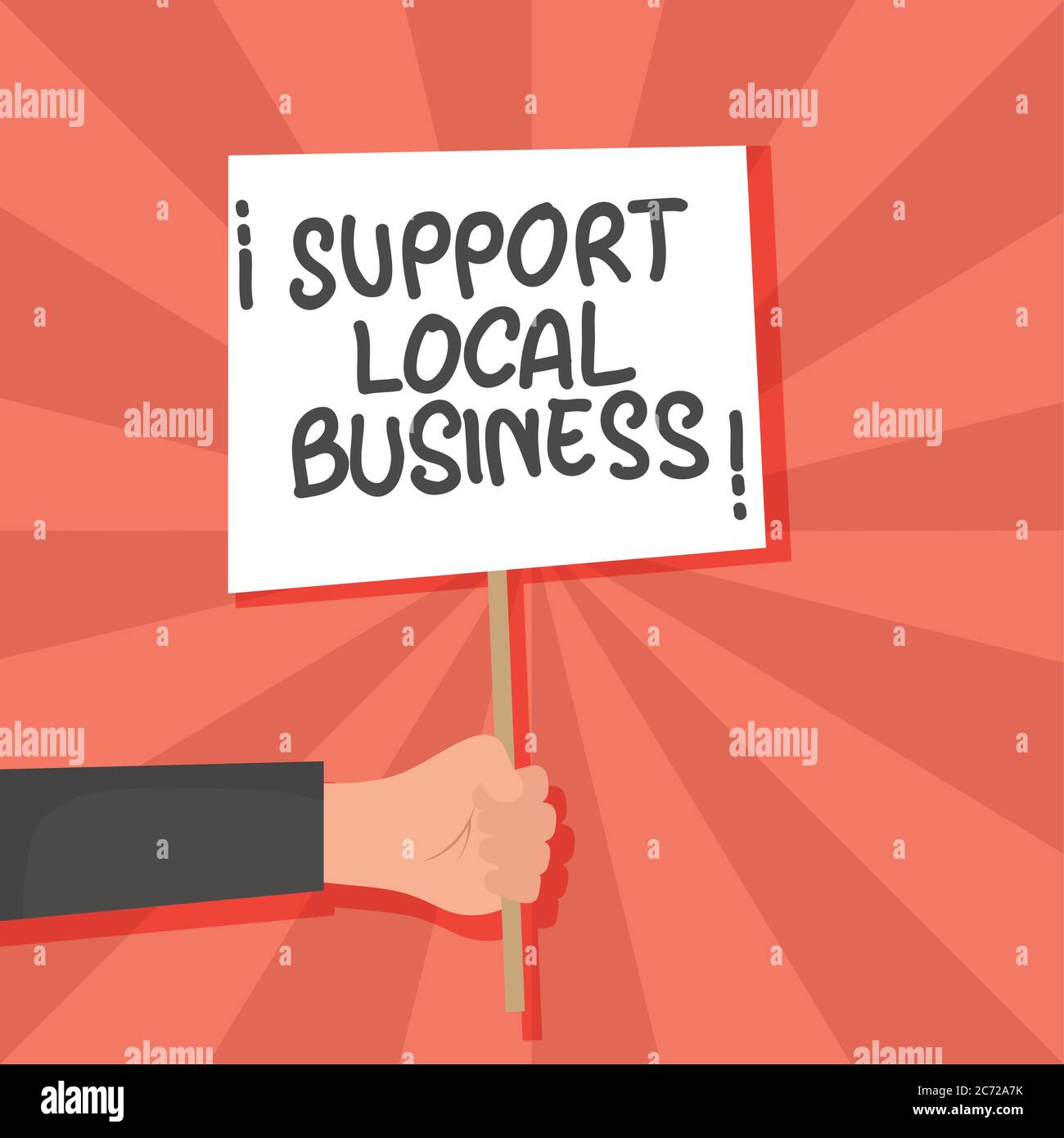 support local business campaign with hand lifting banner vector ...