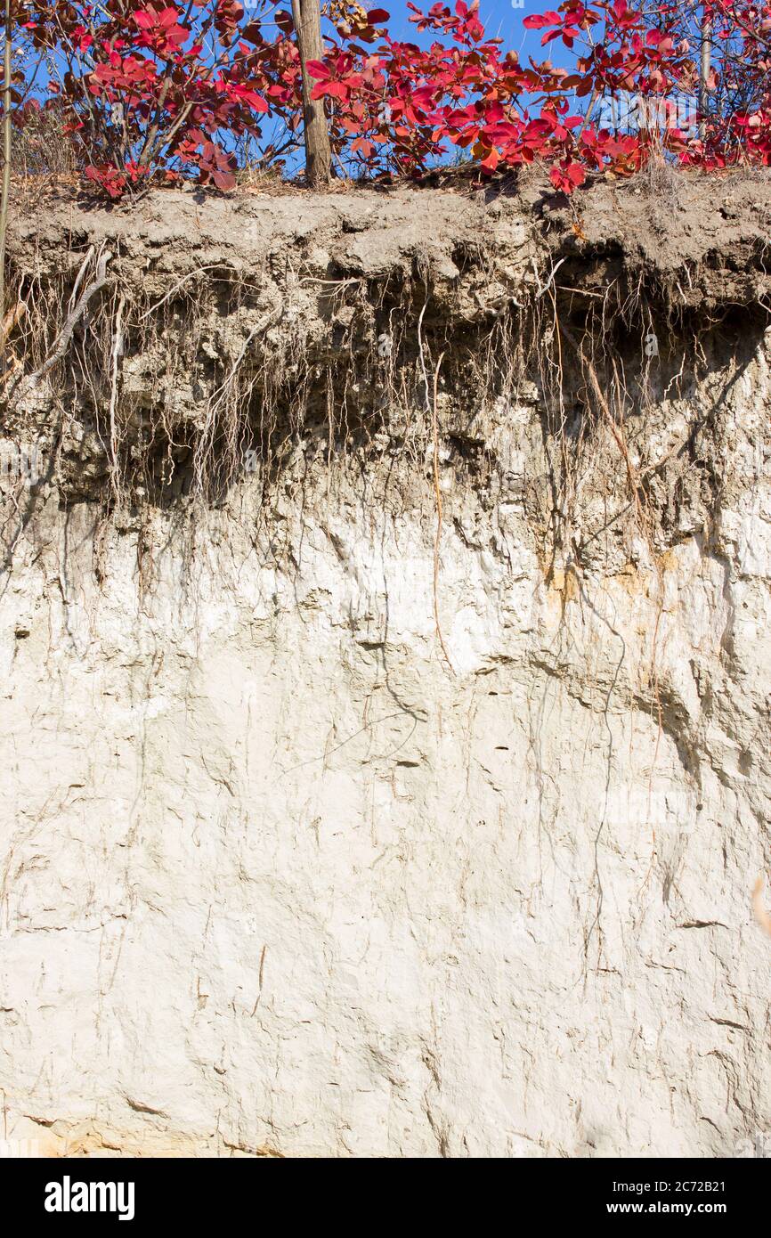 Slice of soil, rock layers, agroindustrial background, sectional ...