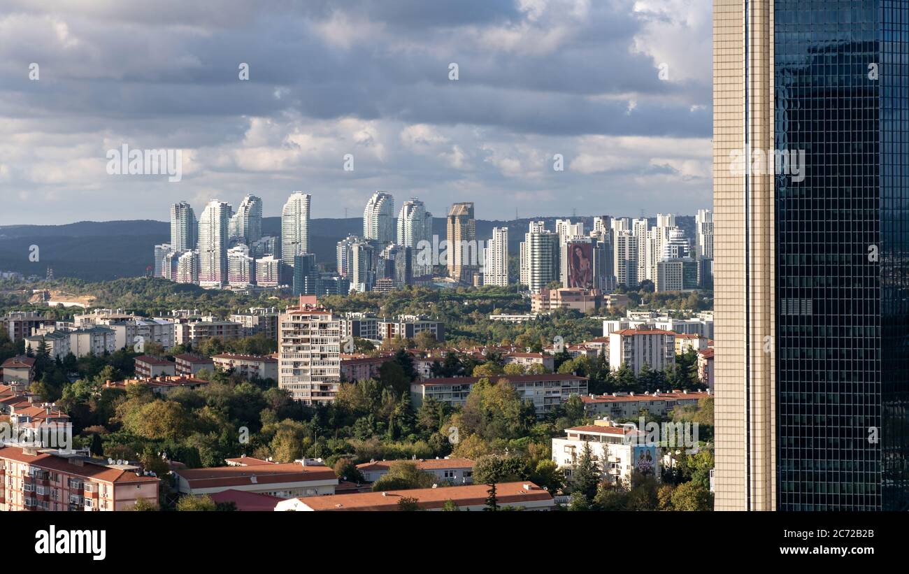 istanbul, Turkey - June 2917: Aerial view of Maslak financial district ...