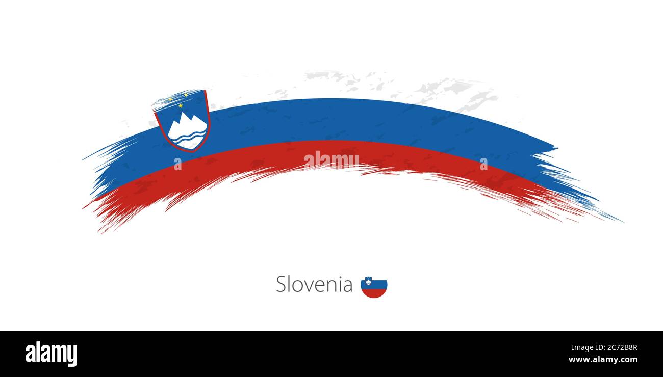 Flag of Slovenia in rounded grunge brush stroke. Vector illustration ...