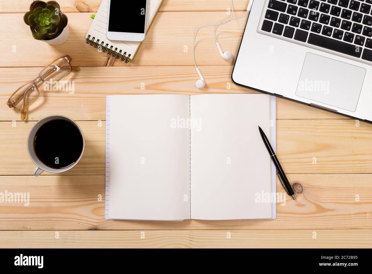 new jobs concept. Top view of a businessman using his work computer on ...