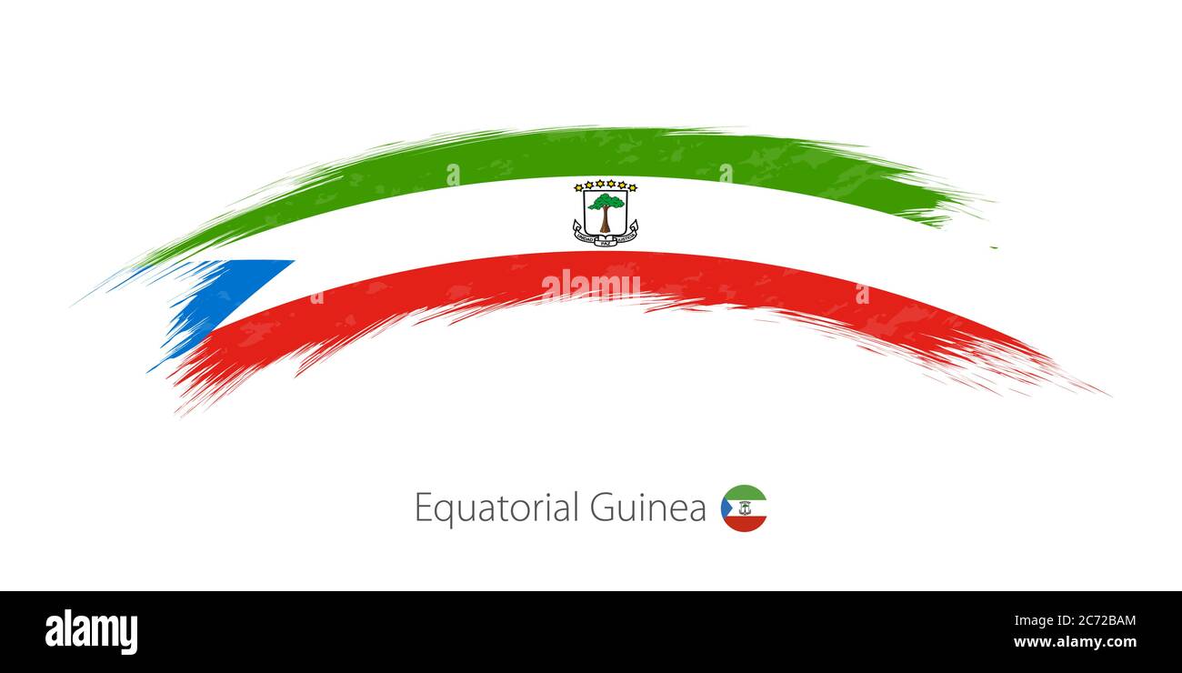 Flag of Equatorial Guinea in rounded grunge brush stroke. Vector illustration Stock Vector Image ...