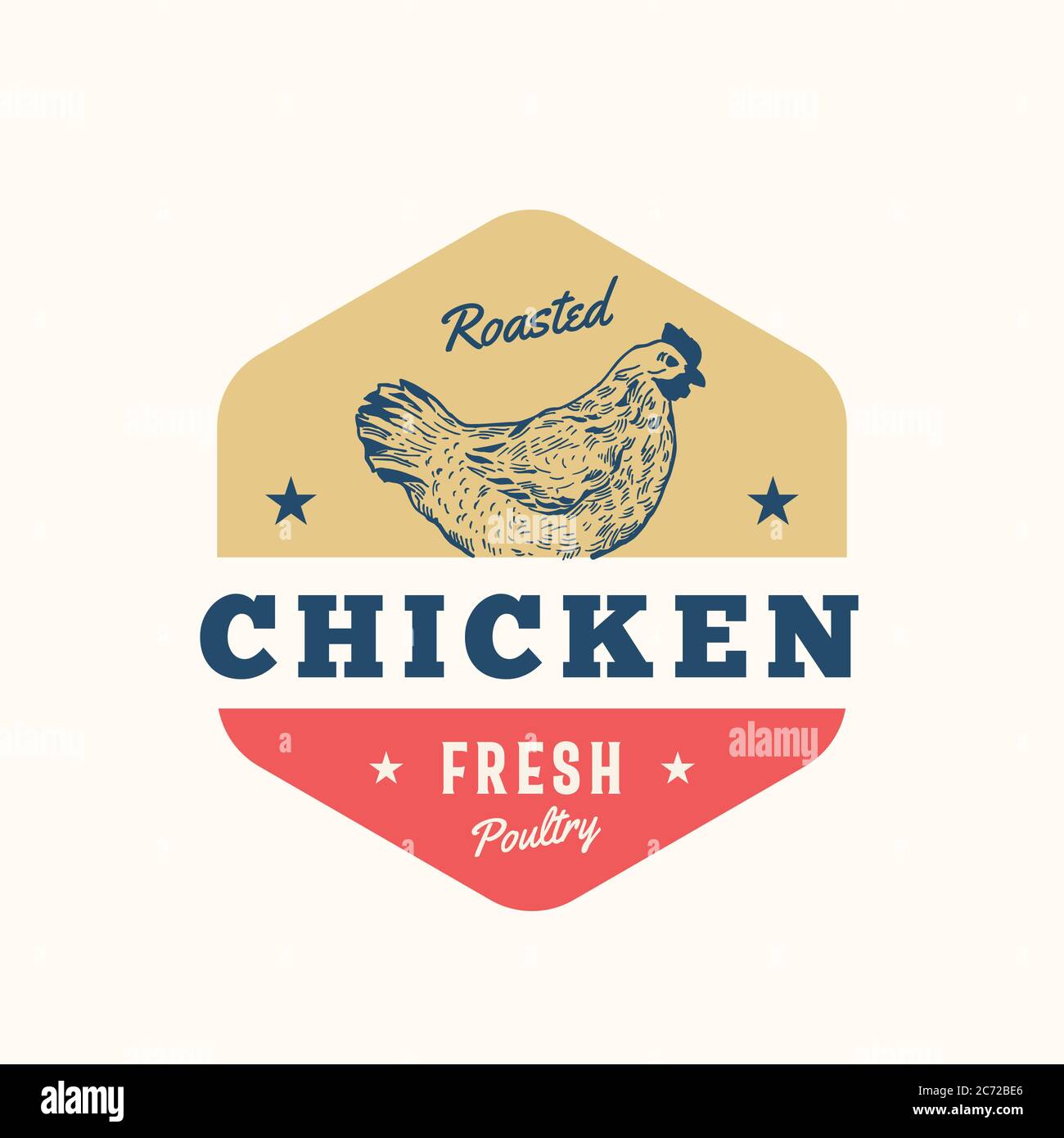 Roasted Chicken Fresh Poultry Abstract Vector Sign, Symbol or Logo ...