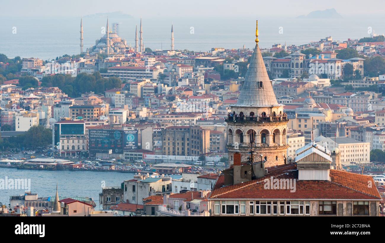 istanbul, Turkey - September 2018: Istanbul cityscape with Galata Tower ...