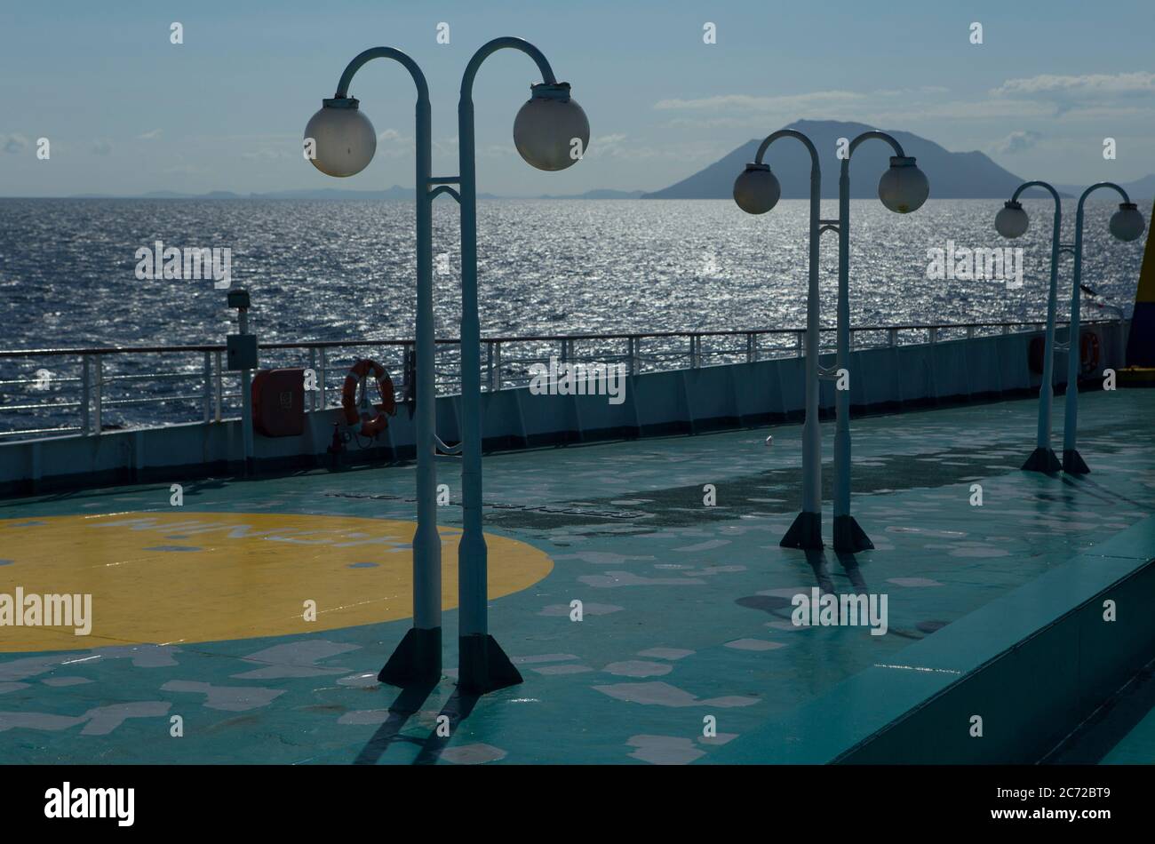 Lamp posts on a ferry deck Stock Photo - Alamy