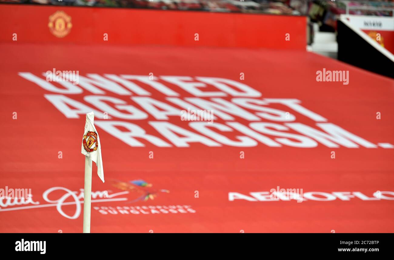 The 'United Against Racism' banner in the stands before the Premier ...