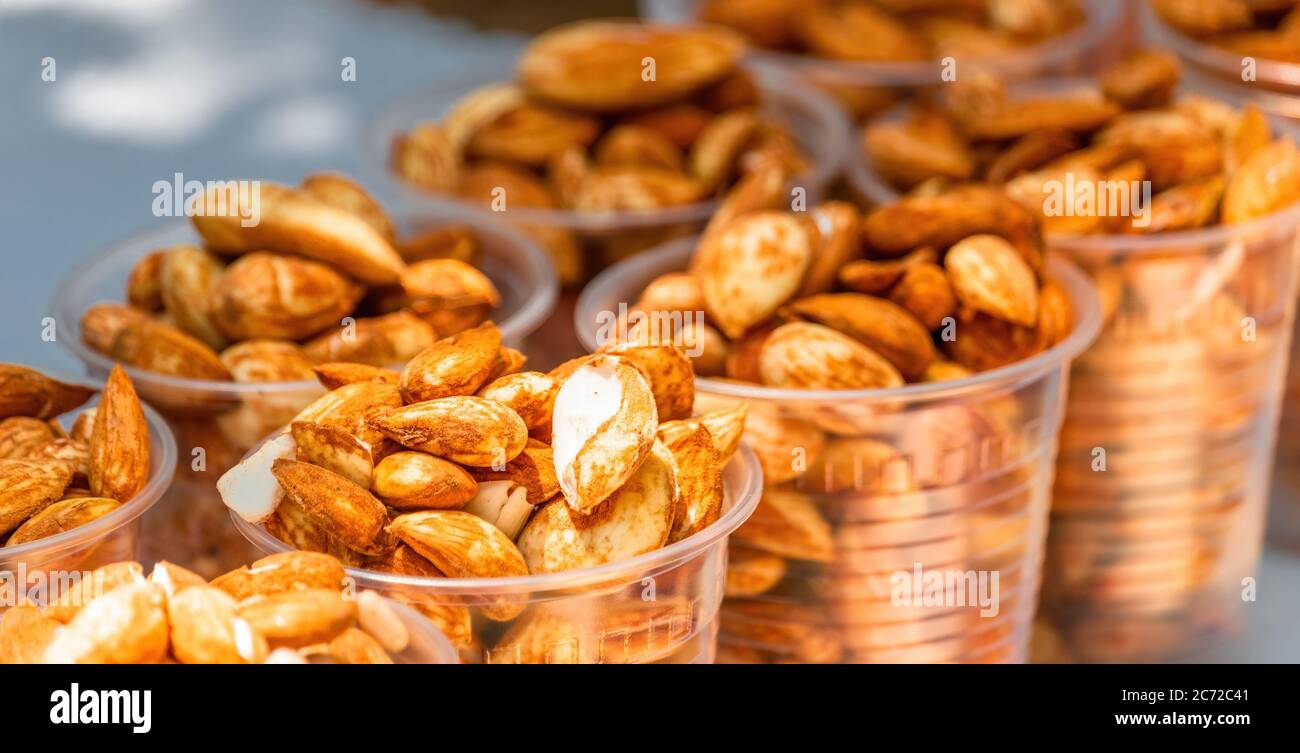 Healthy eating Young almonds, easy to clean nuts antioxidant Stock ...