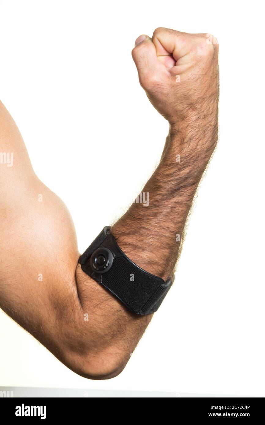 Elbow bandage on a man's hand - isolate on a white background Stock ...
