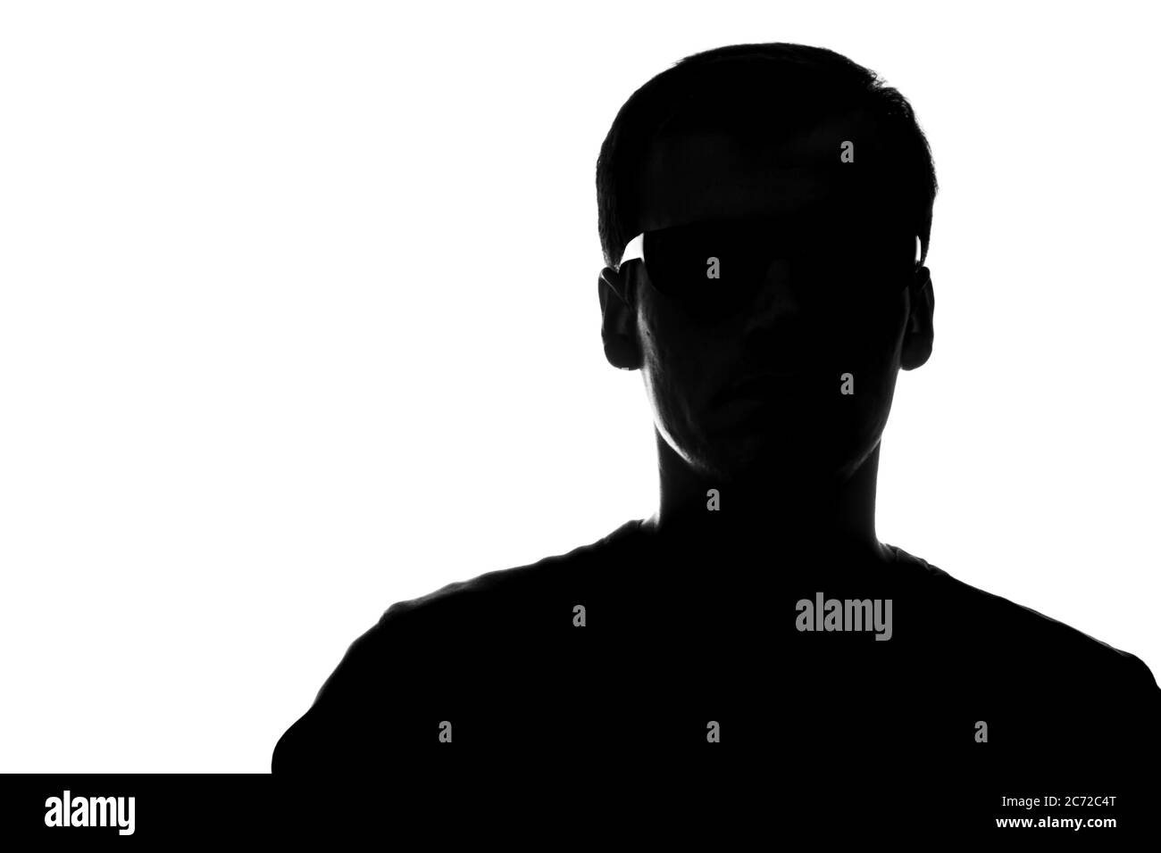 Portrait of a young man in front view - silhouette Stock Photo - Alamy