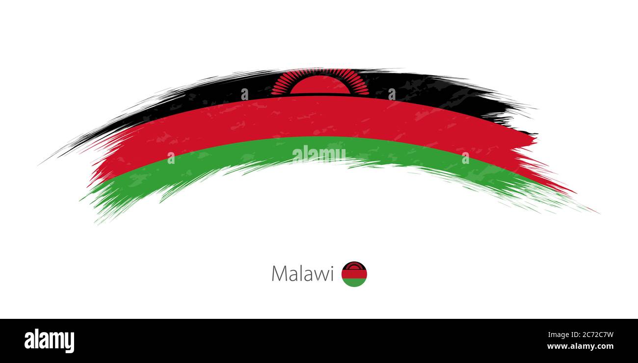 Flag of Malawi in rounded grunge brush stroke. Vector illustration ...