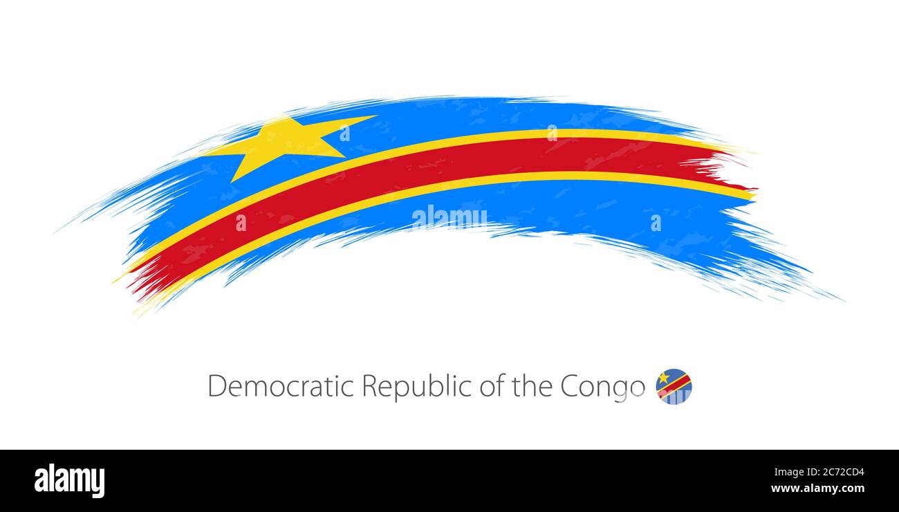 Flag Of Democratic Republic Of The Congo In Rounded Grunge Brush Stroke