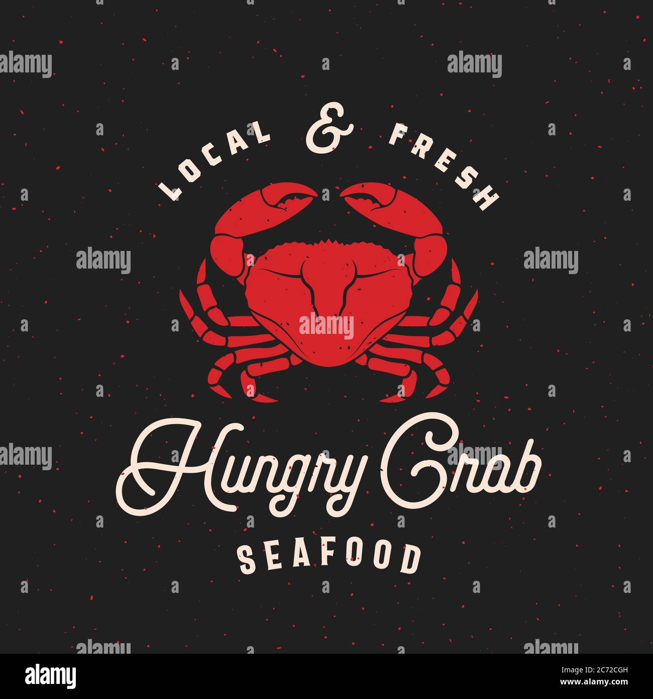 Local Fresh Seafood Abstract Vector Retro Sign, Label or Logo Template ...