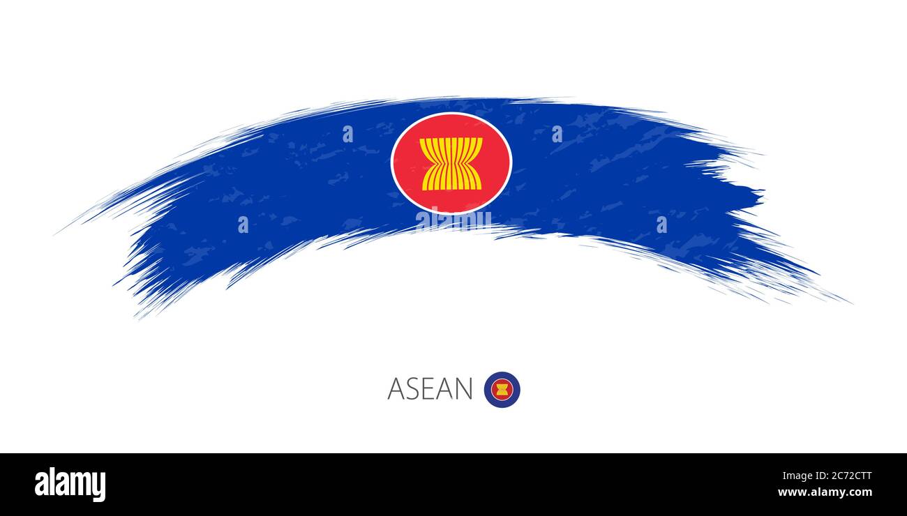 Flag of ASEAN in rounded grunge brush stroke. Vector illustration Stock ...