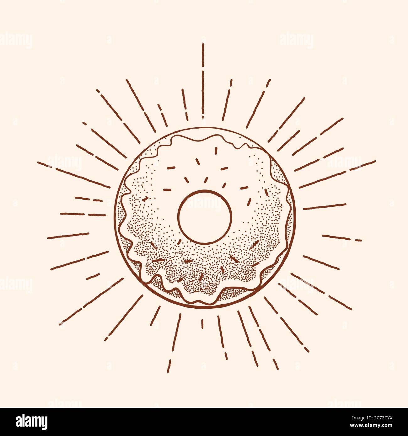 Vintage Tattoo Illustration. Abstract Vector Donut Sign, Symbol or Logo ...
