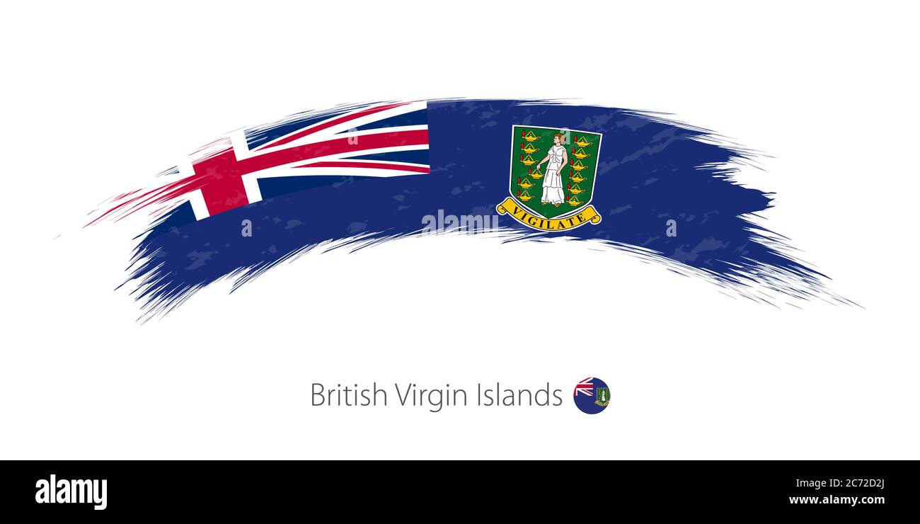 Flag of British Virgin Islands in rounded grunge brush stroke. Vector ...