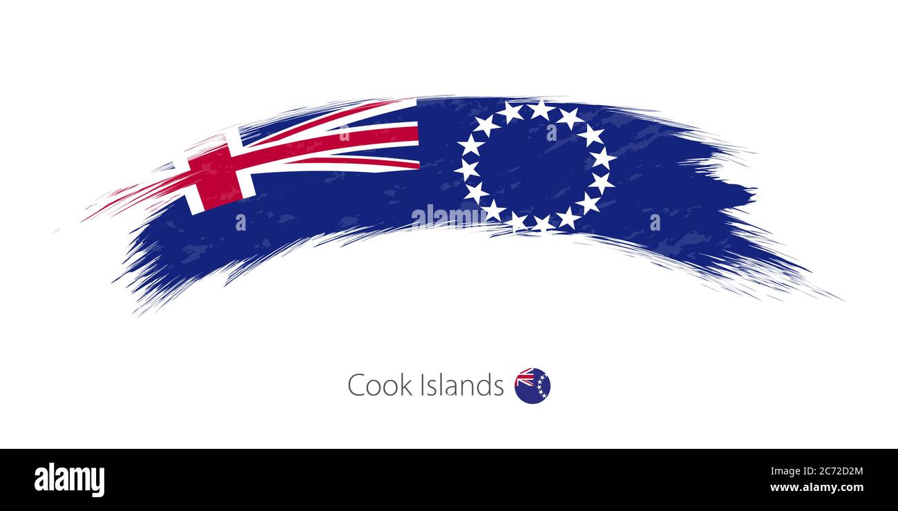 Flag of Cook Islands in rounded grunge brush stroke. Vector ...