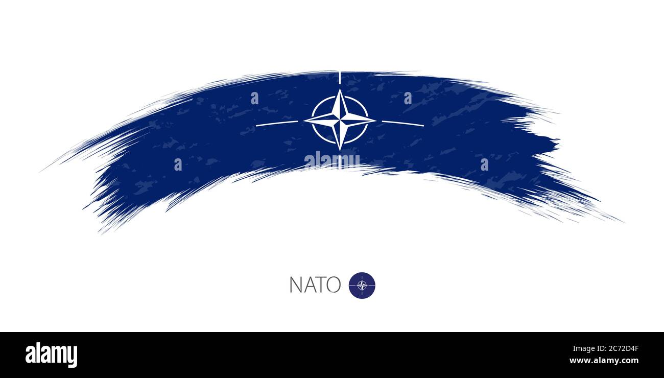Flag of Nato in rounded grunge brush stroke. Vector illustration Stock ...