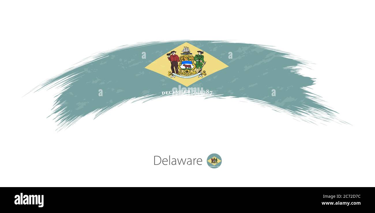 Flag of Delaware state in rounded grunge brush stroke. Vector ...