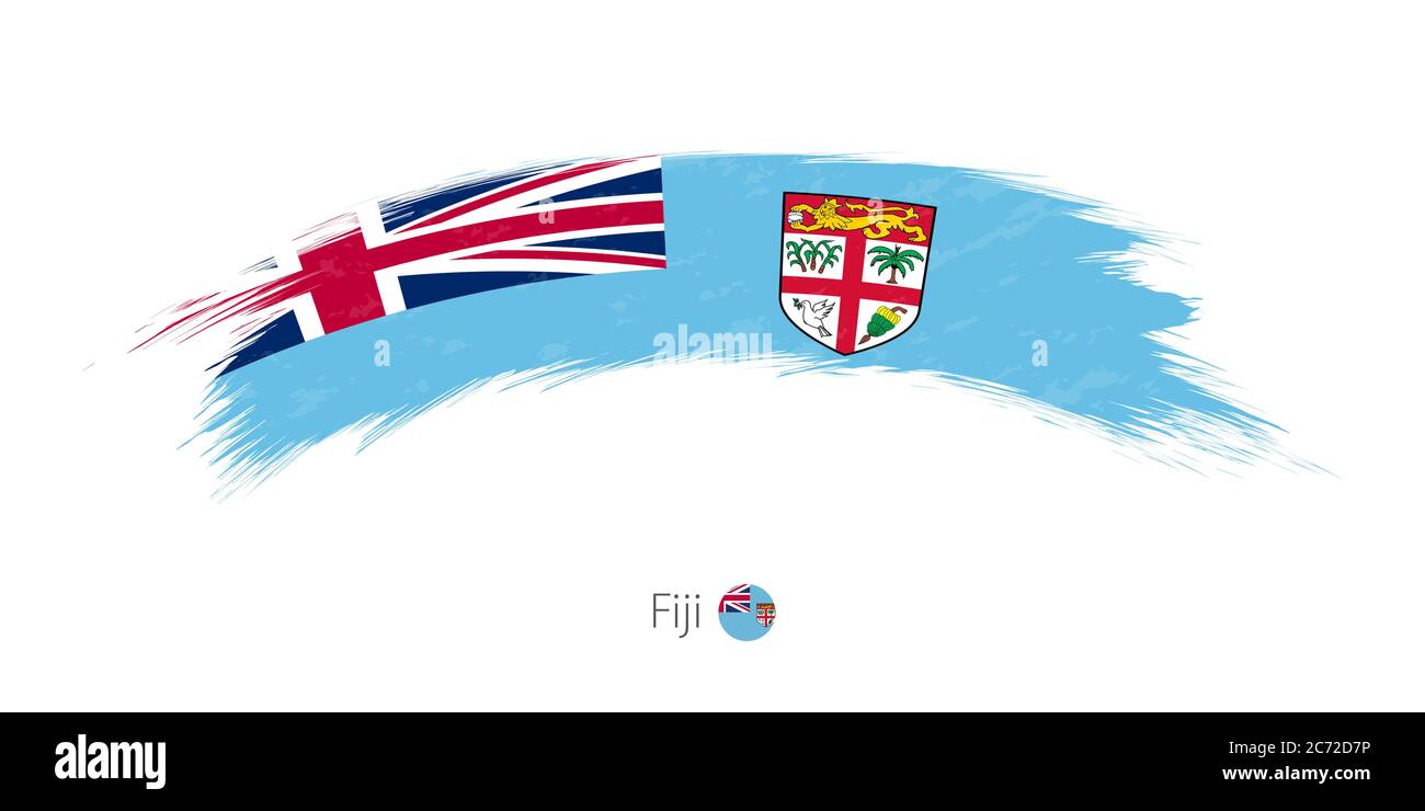 Flag of Fiji in rounded grunge brush stroke. Vector illustration Stock ...