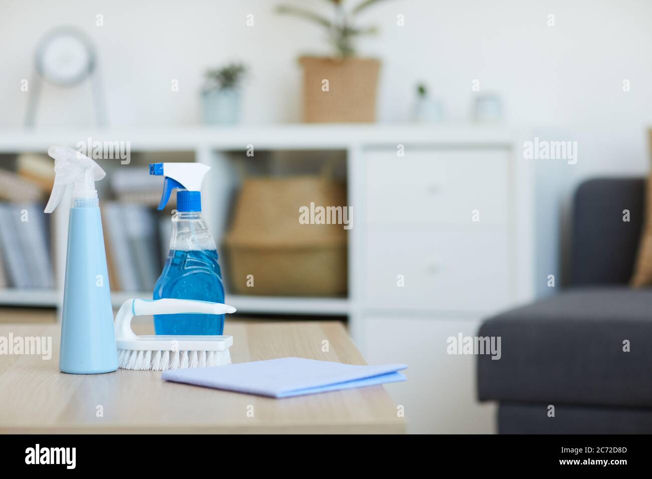 Image of cleaning products on the table preparing for housework Stock ...