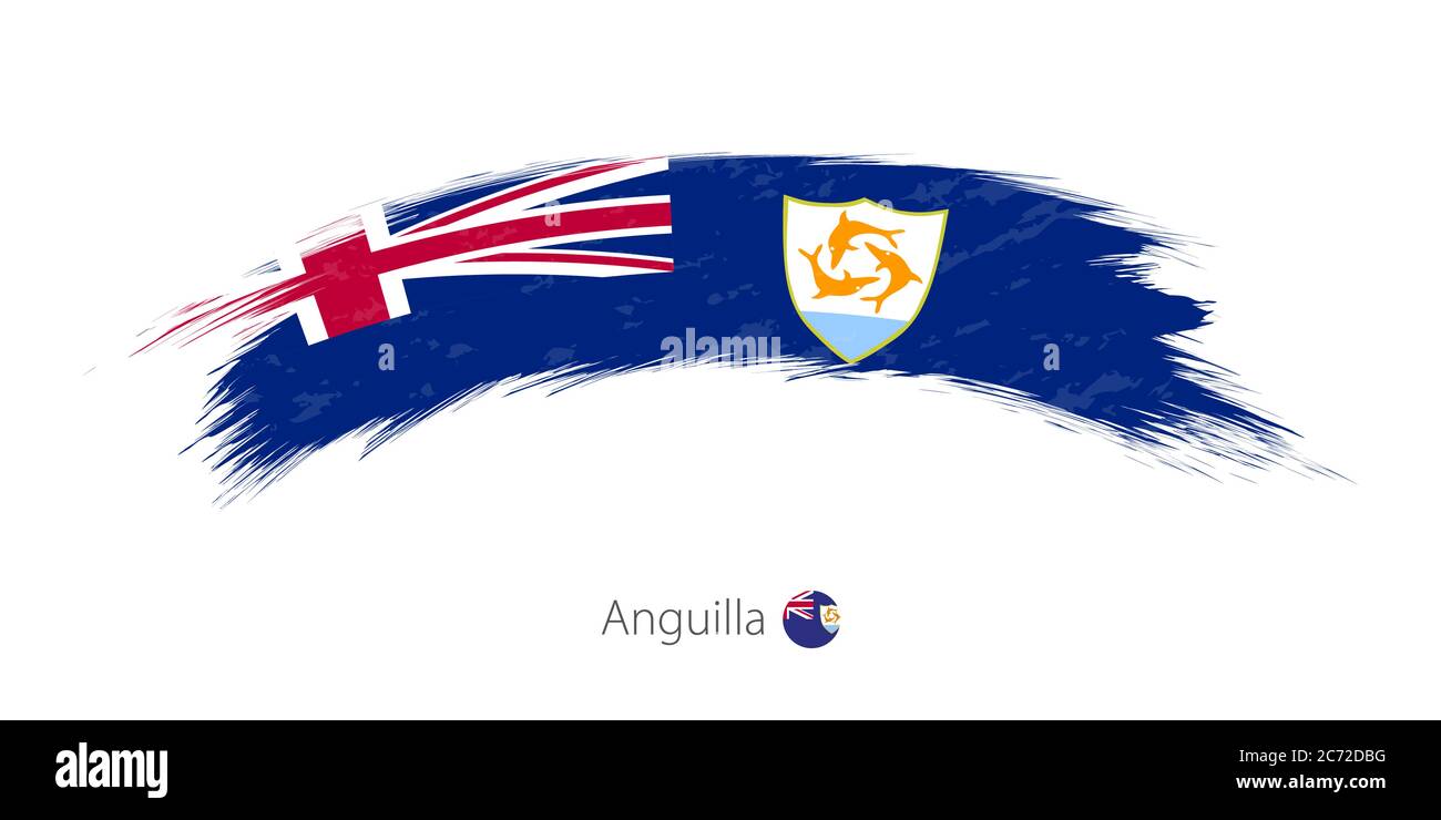 Flag of Anguilla in rounded grunge brush stroke. Vector illustration ...