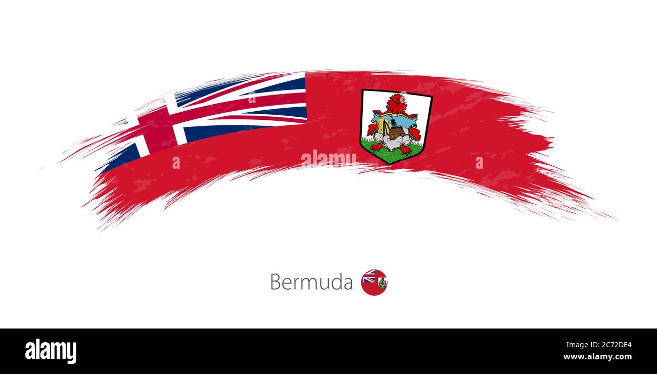 Flag of Bermuda in rounded grunge brush stroke. Vector illustration ...