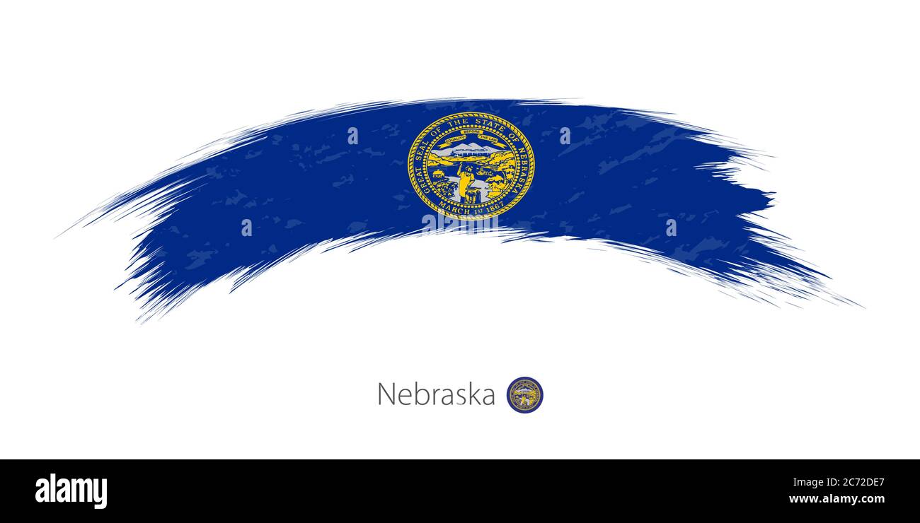 Flag of Nebraska state in rounded grunge brush stroke. Vector ...