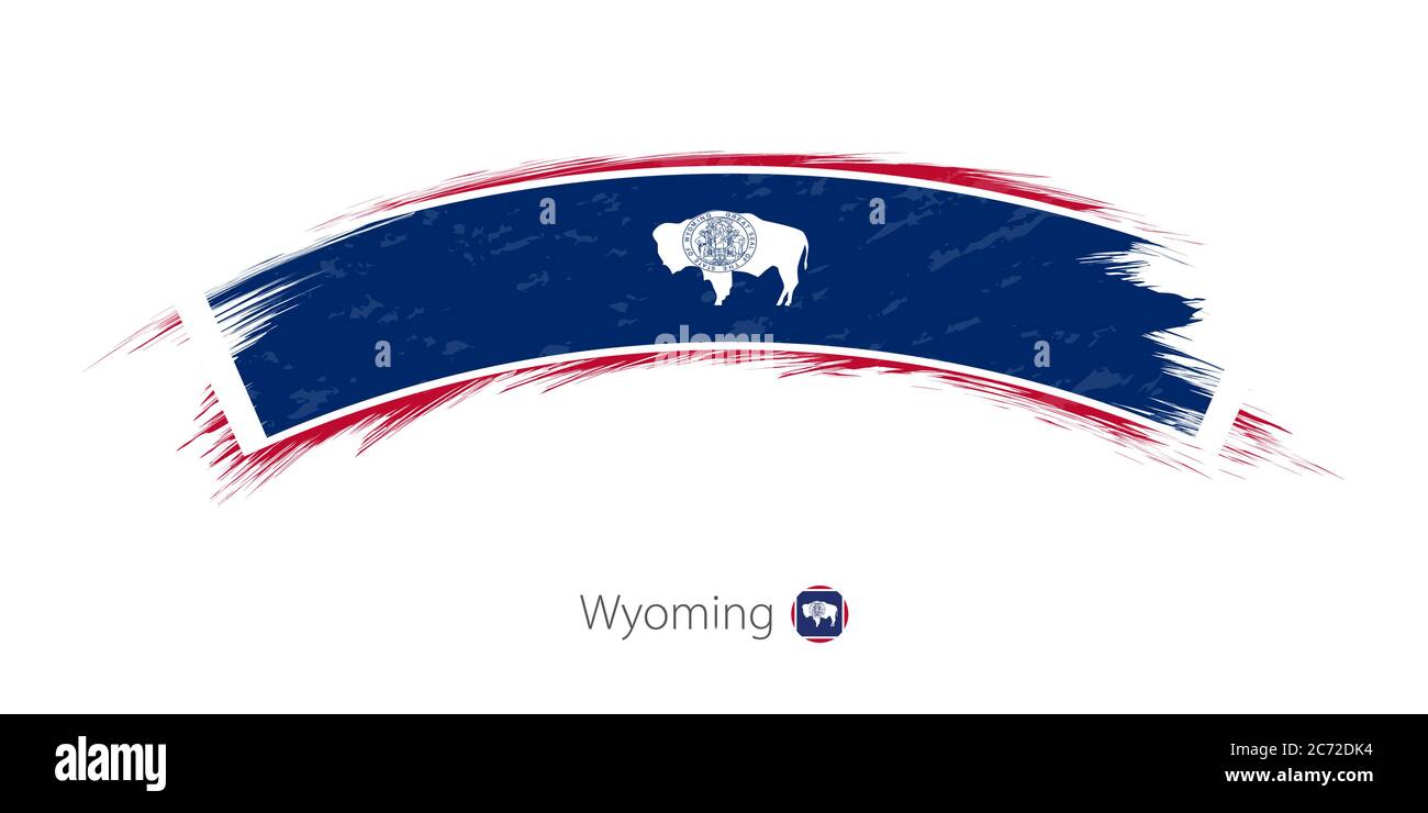 Flag of Wyoming state in rounded grunge brush stroke. Vector ...