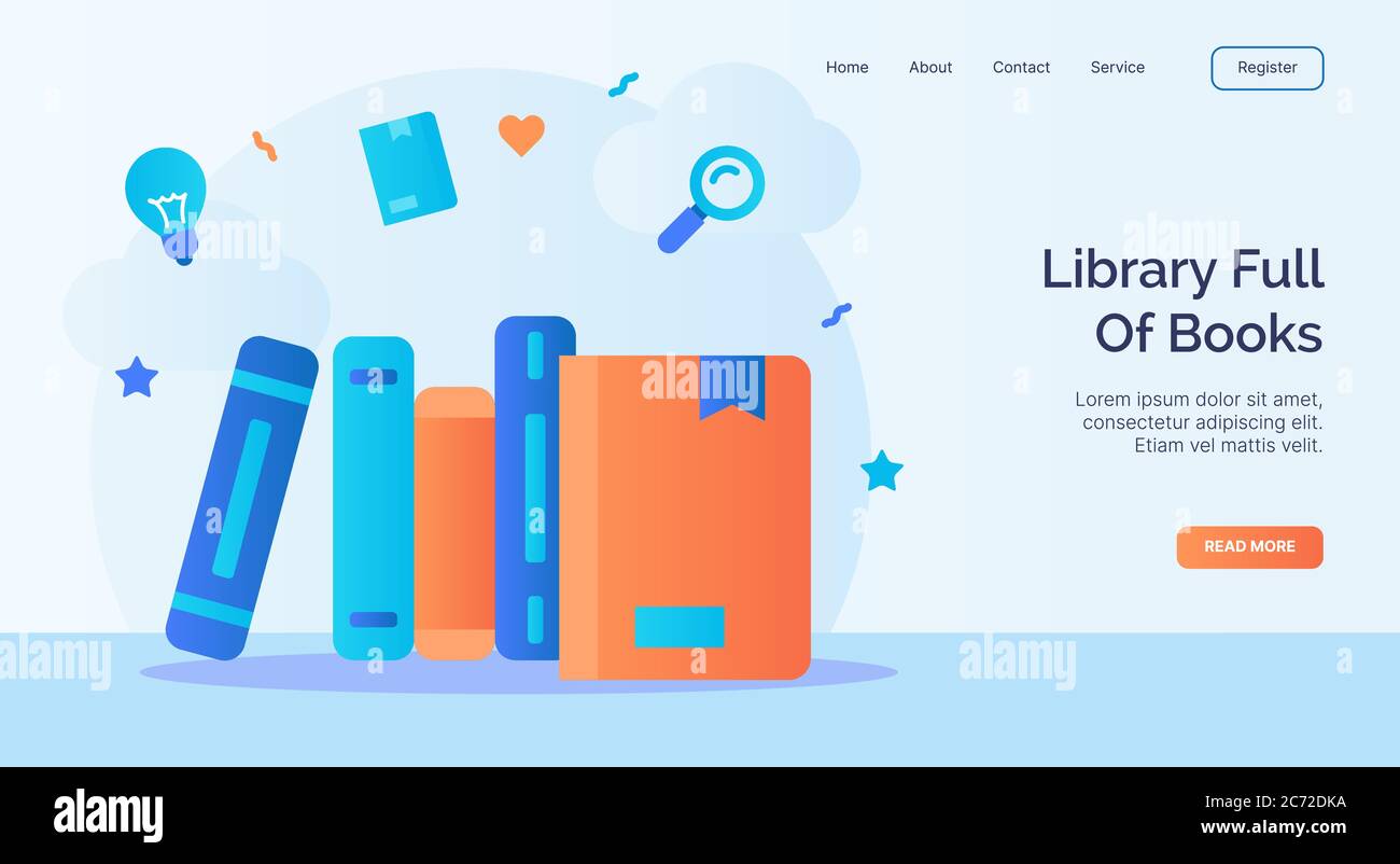 Library full of books book icon campaign for web website home homepage ...