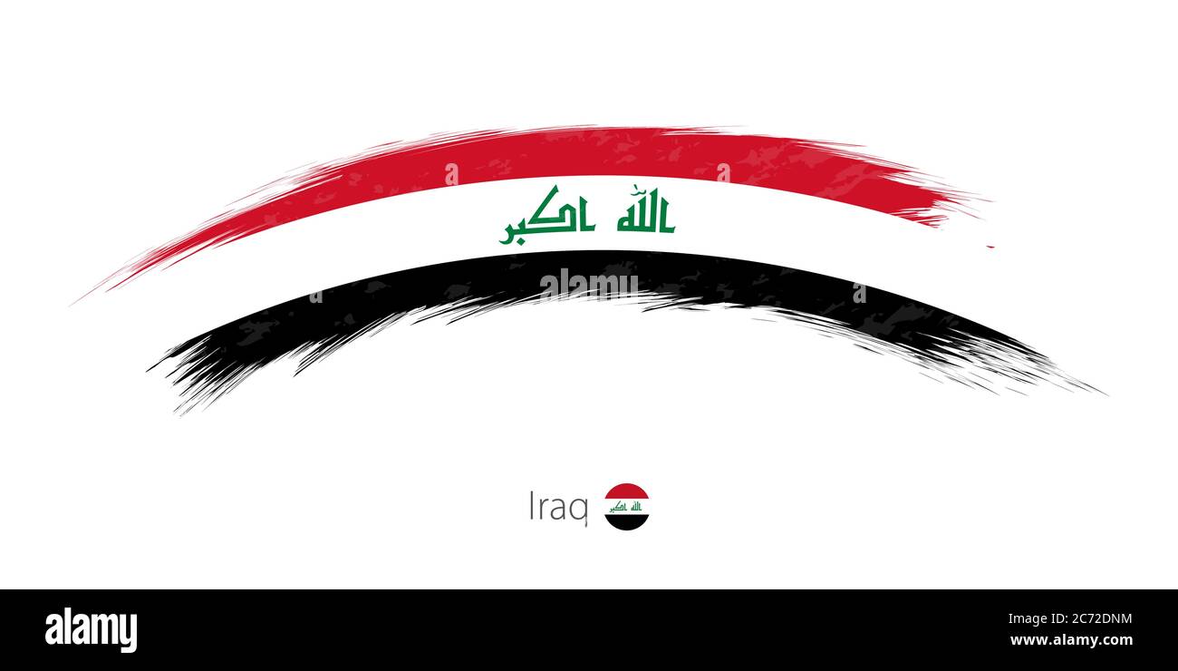 Flag of Iraq in rounded grunge brush stroke. Vector illustration Stock ...