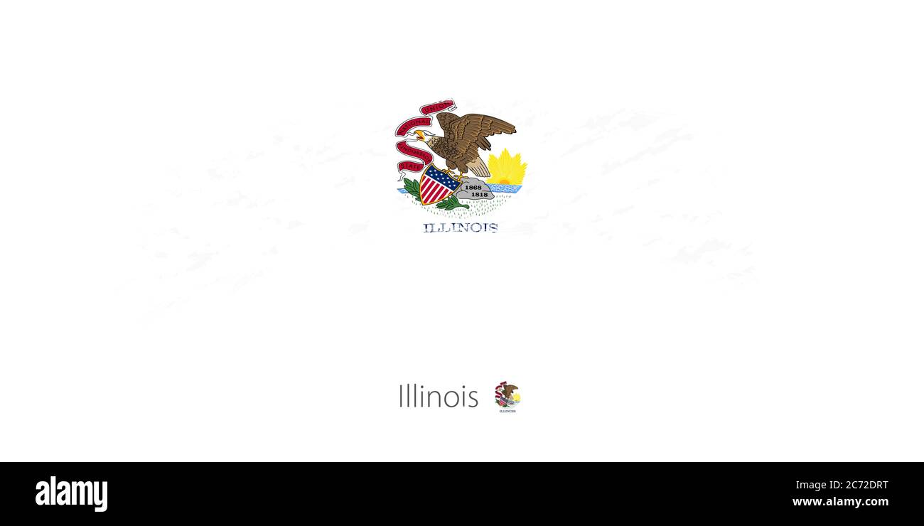 Flag of Illinois state in rounded grunge brush stroke. Vector ...