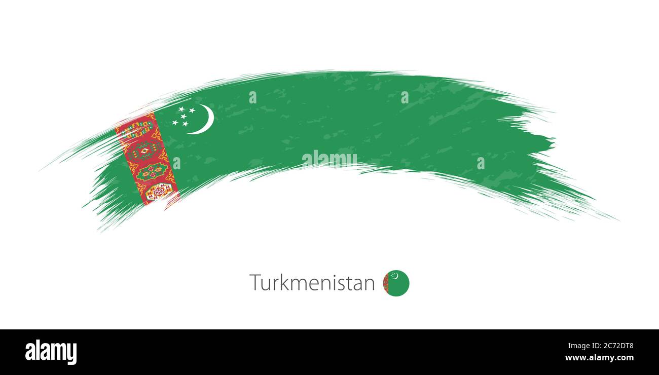 Flag Of Turkmenistan In Rounded Grunge Brush Stroke Vector