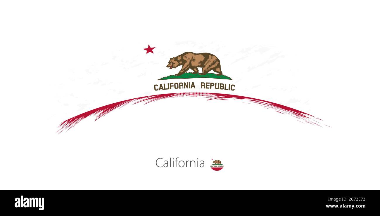 Flag of California state in rounded grunge brush stroke. Vector ...