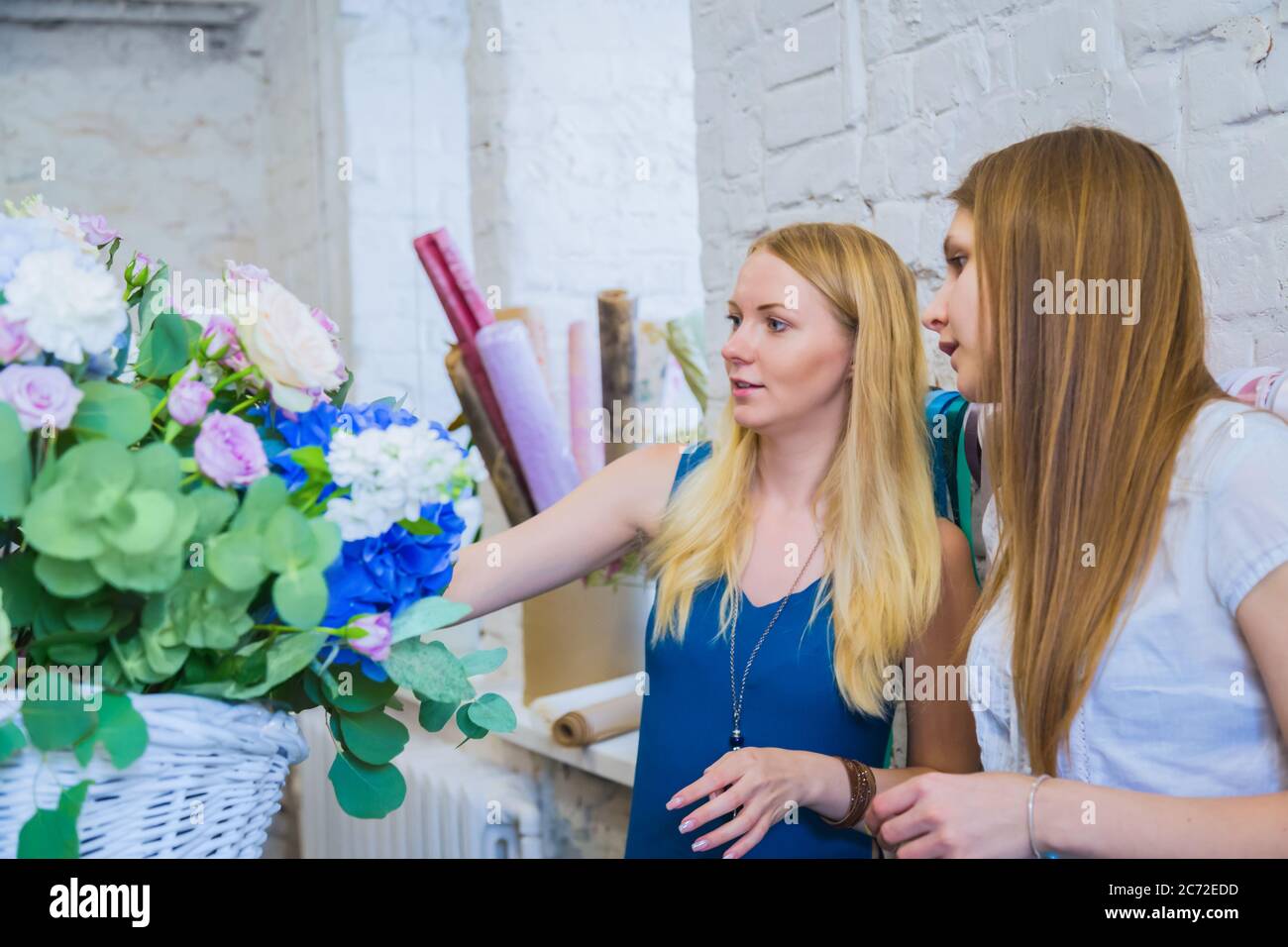 Floristry concept two bouquet hi-res stock photography and images - Alamy