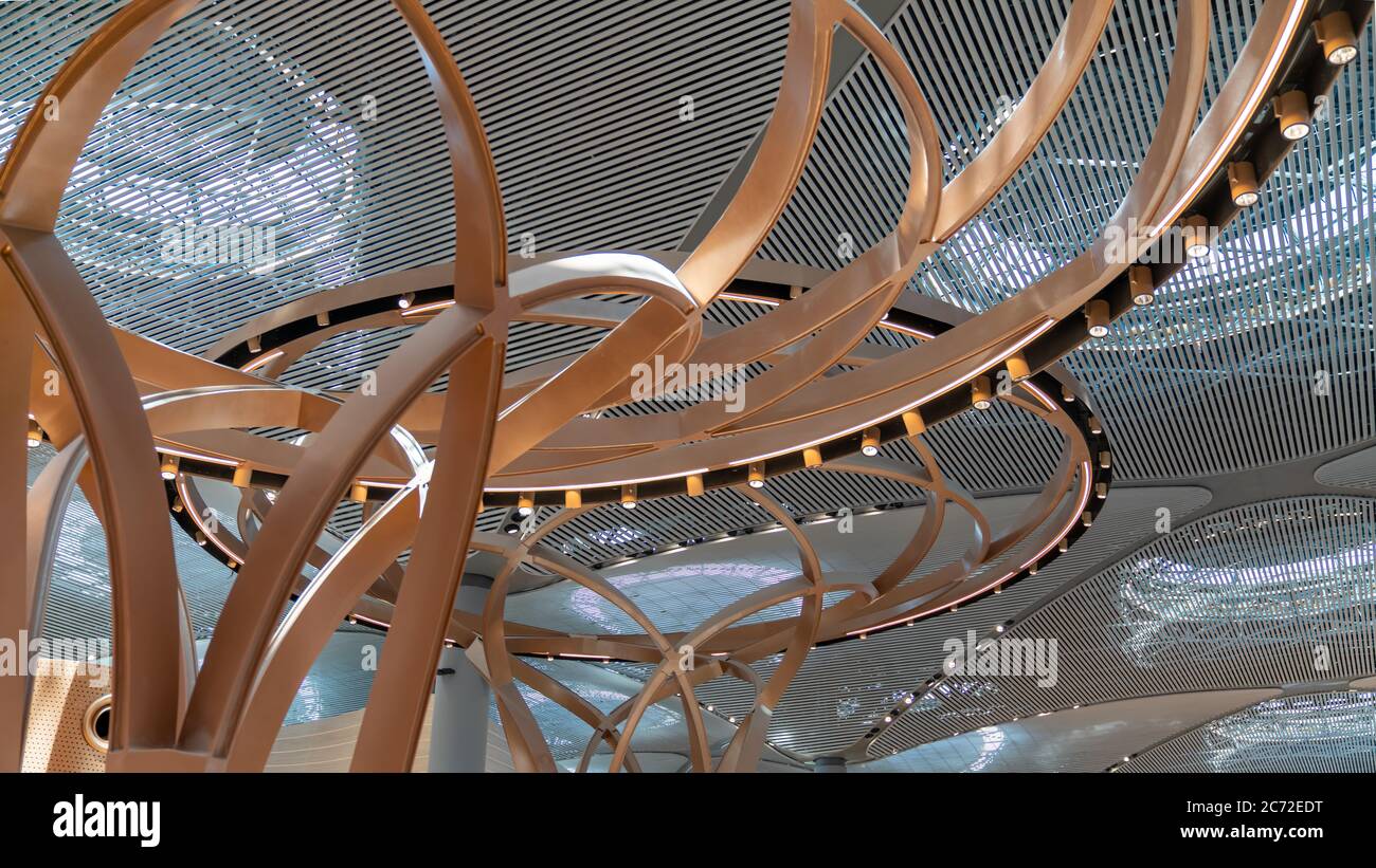 Istanbul, Turkey - July 2019: Interior view of new Istanbul Airport ...