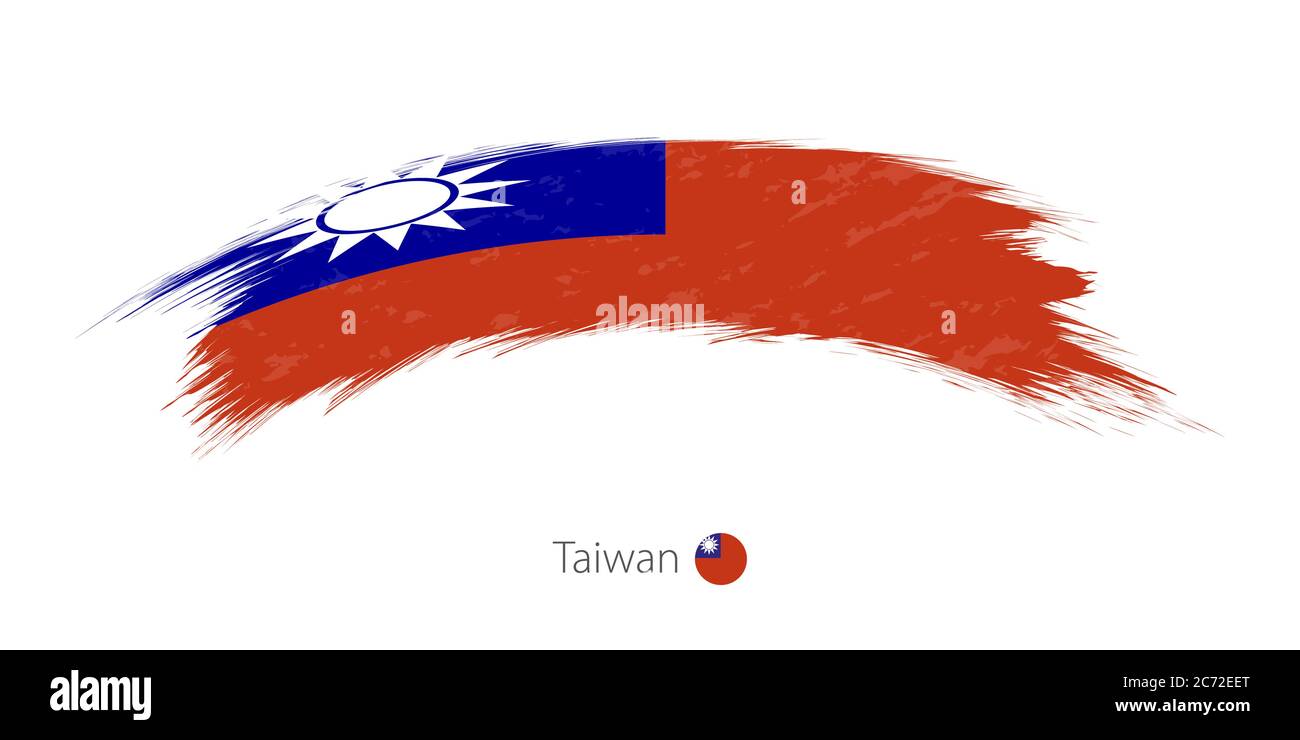 Flag of Taiwan in rounded grunge brush stroke. Vector illustration ...