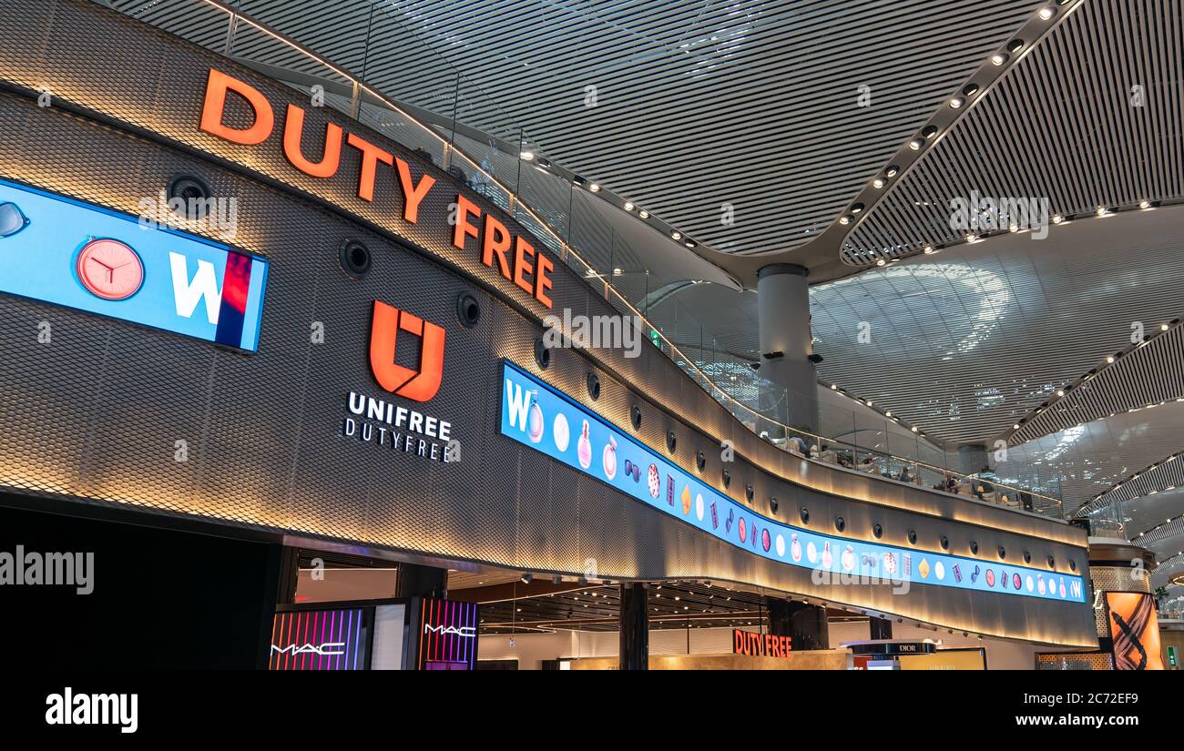 Istanbul, Turkey - July 2019: Duty free shop at the new Istanbul ...