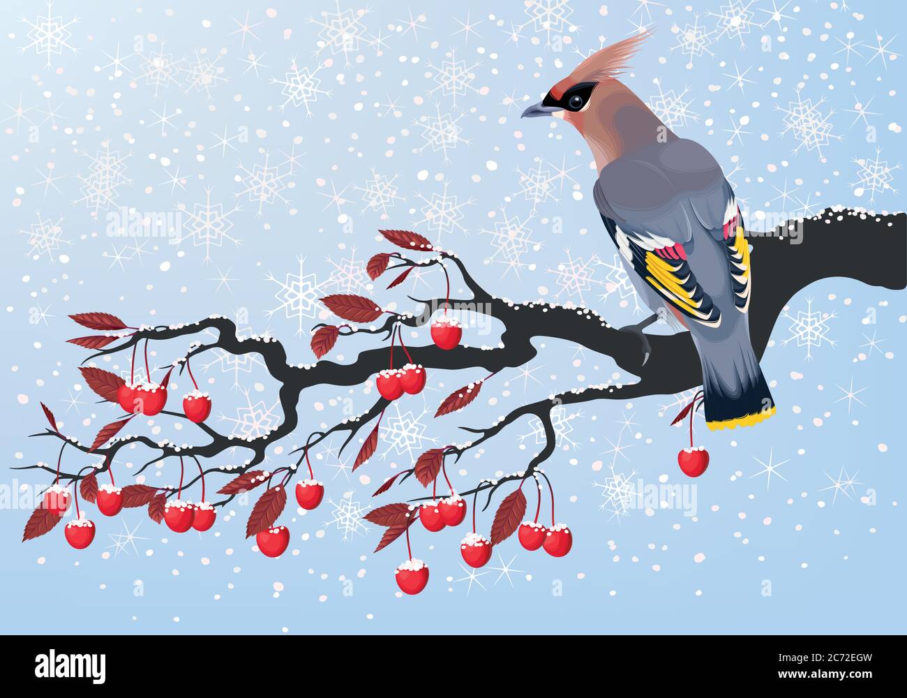 Bird tree snow Stock Vector Images - Alamy