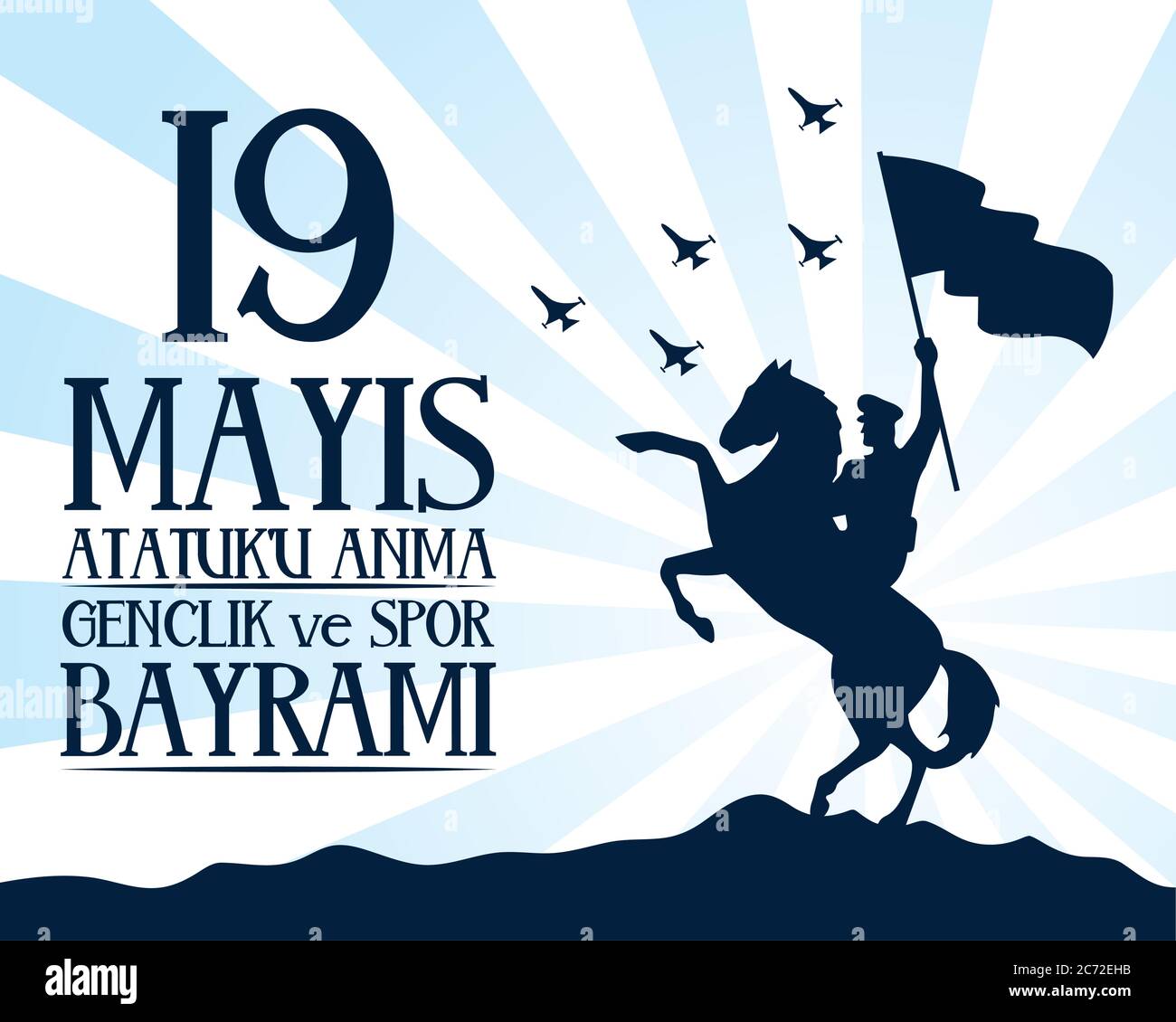 zafer bayrami celebration card with soldier in horse vector ...