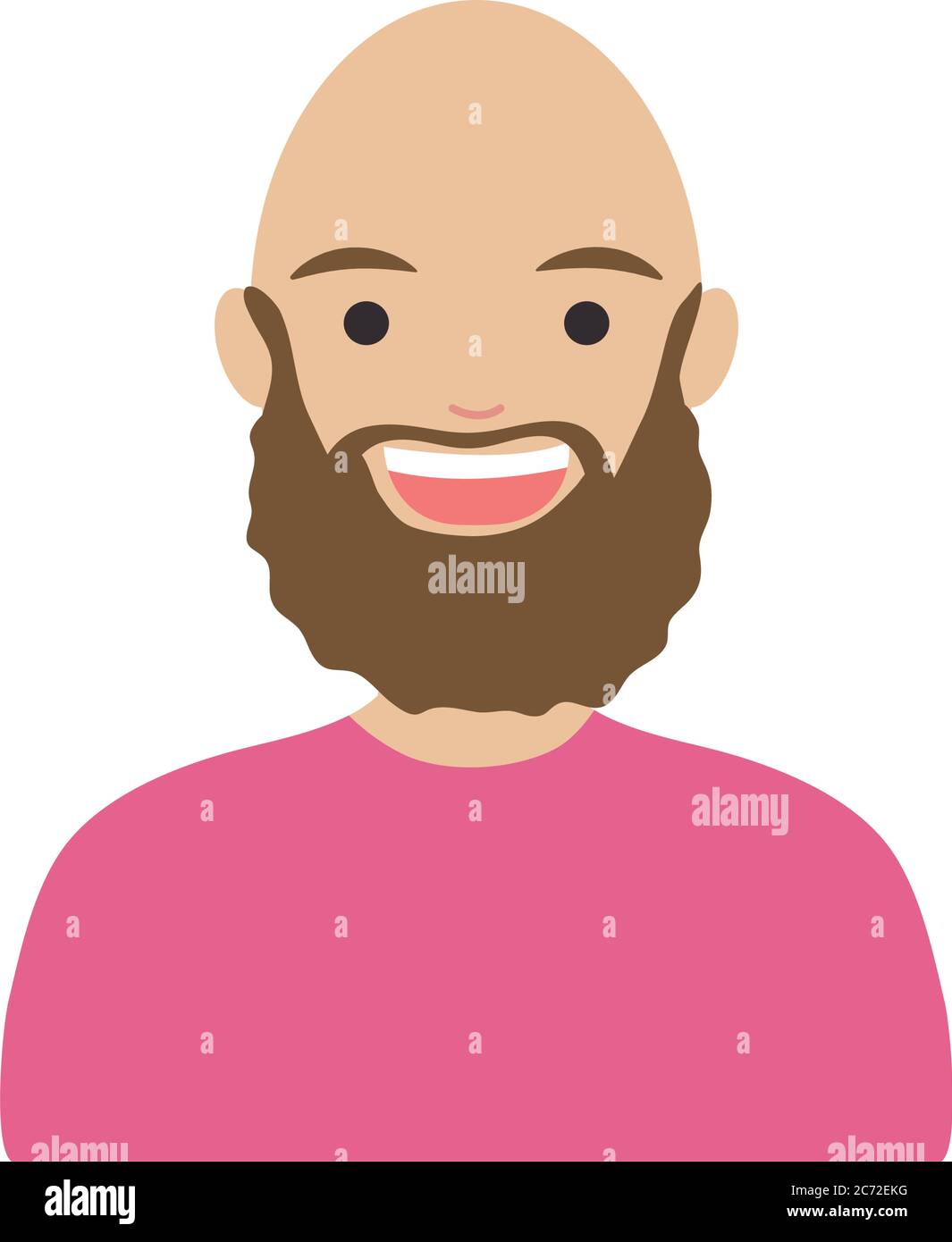 diversity people concept, cartoon bald man with beard over white ...