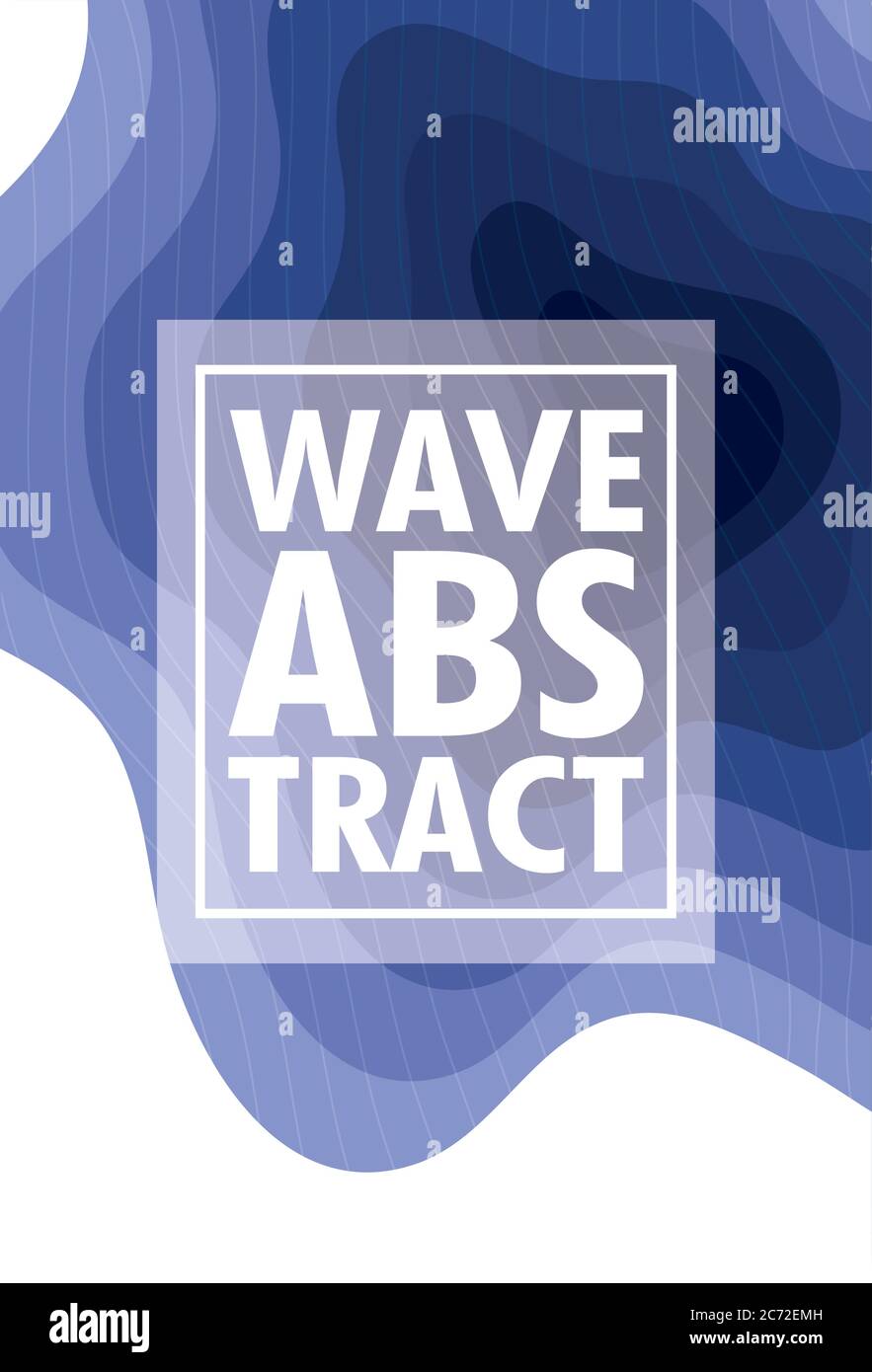wave abstract with lettering and square frame in white background ...