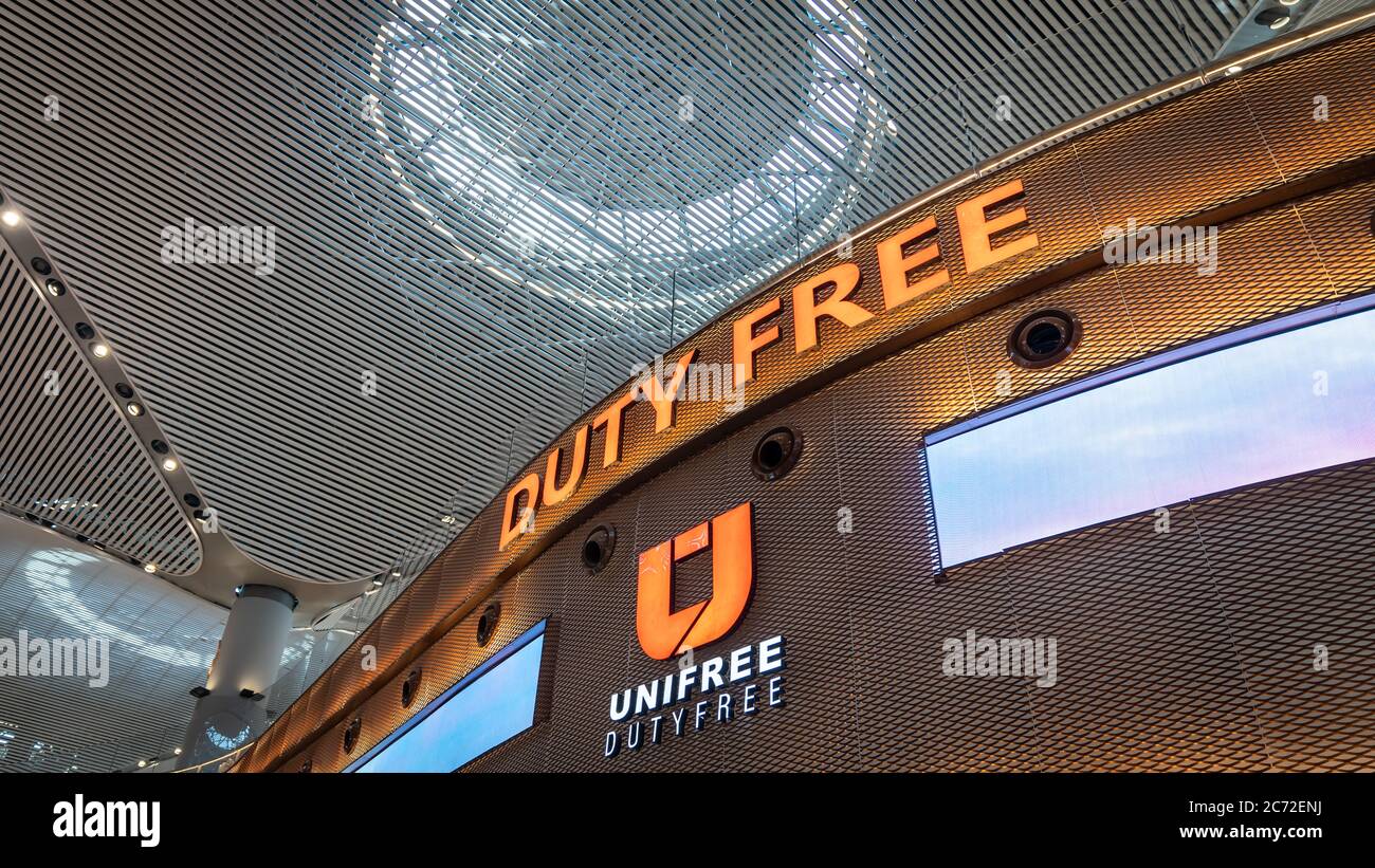 Istanbul, Turkey - July 2019: Duty free shop at the new Istanbul ...