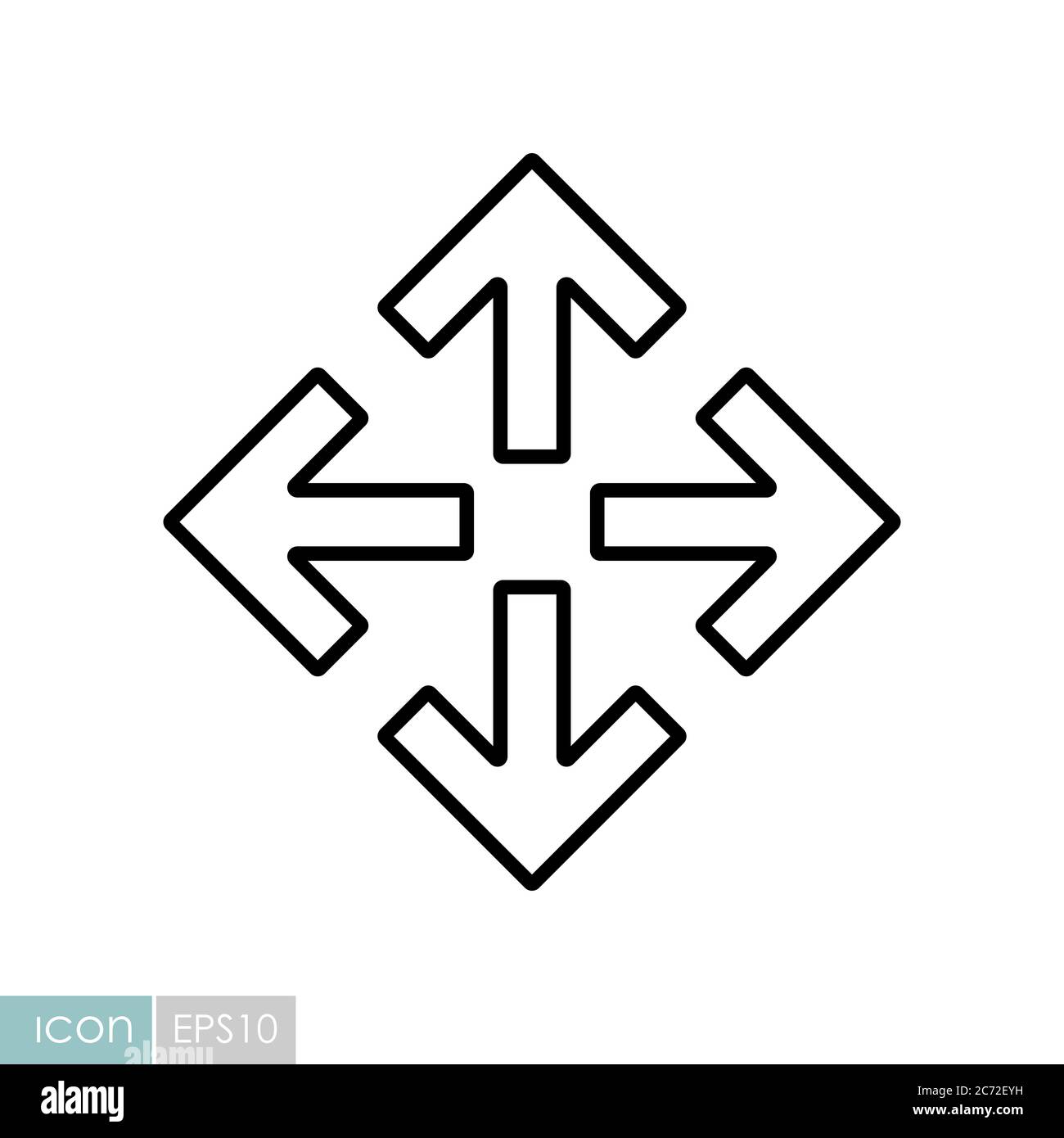 4 Arrows Pointing In Logo Stock Vektorgrafik „Four Black Arrows