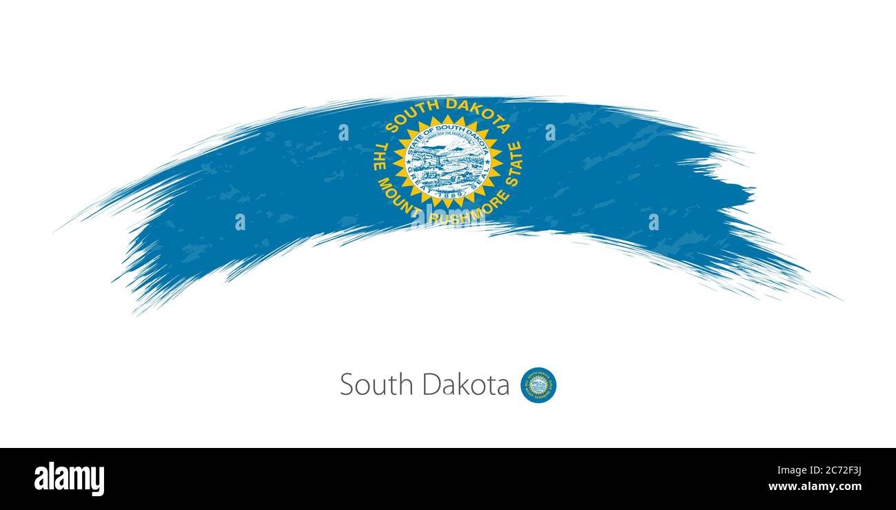 Flag of South Dakota state in rounded grunge brush stroke. Vector ...