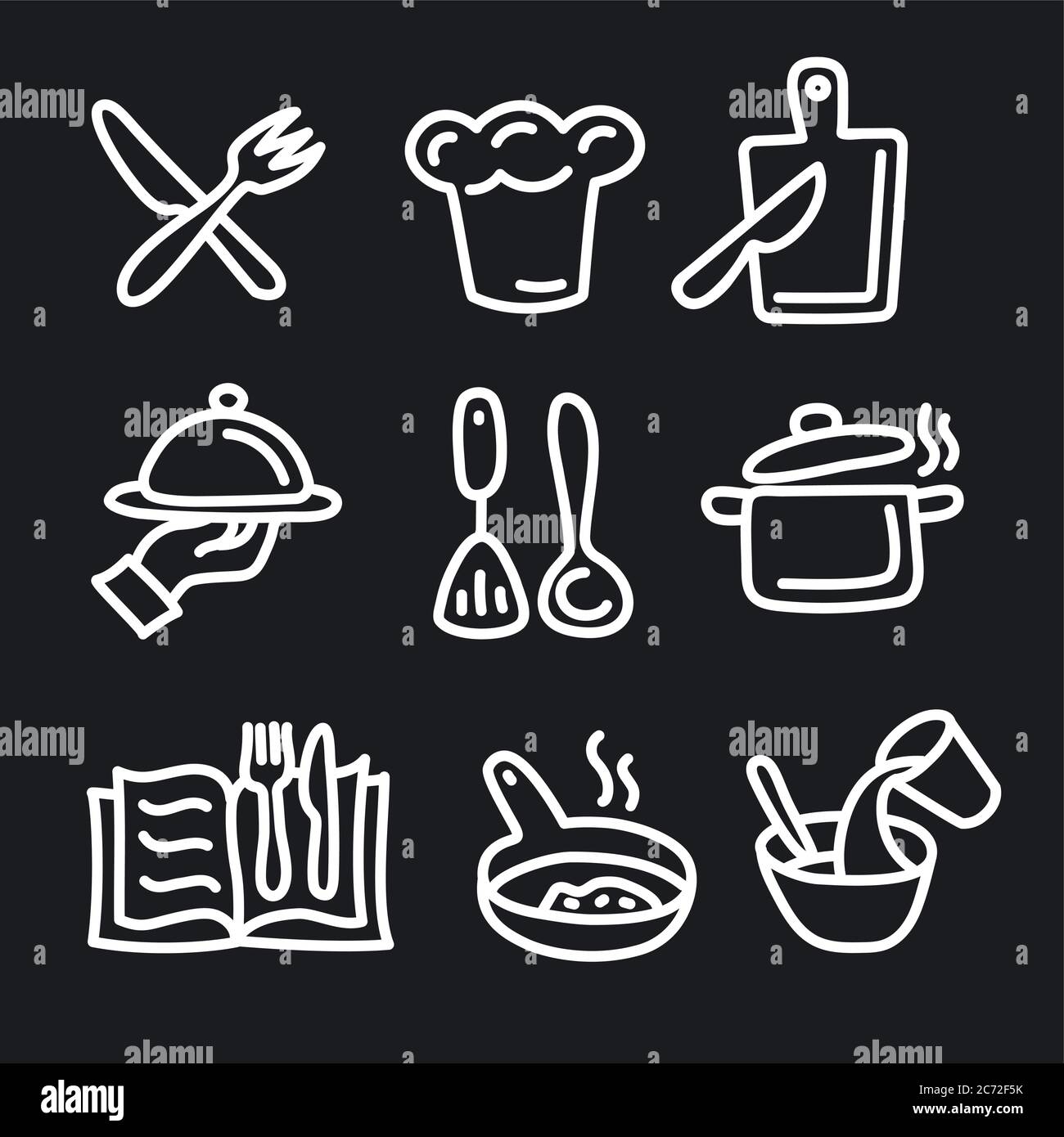 illustration of the cooking and preparation food icons set Stock Vector ...