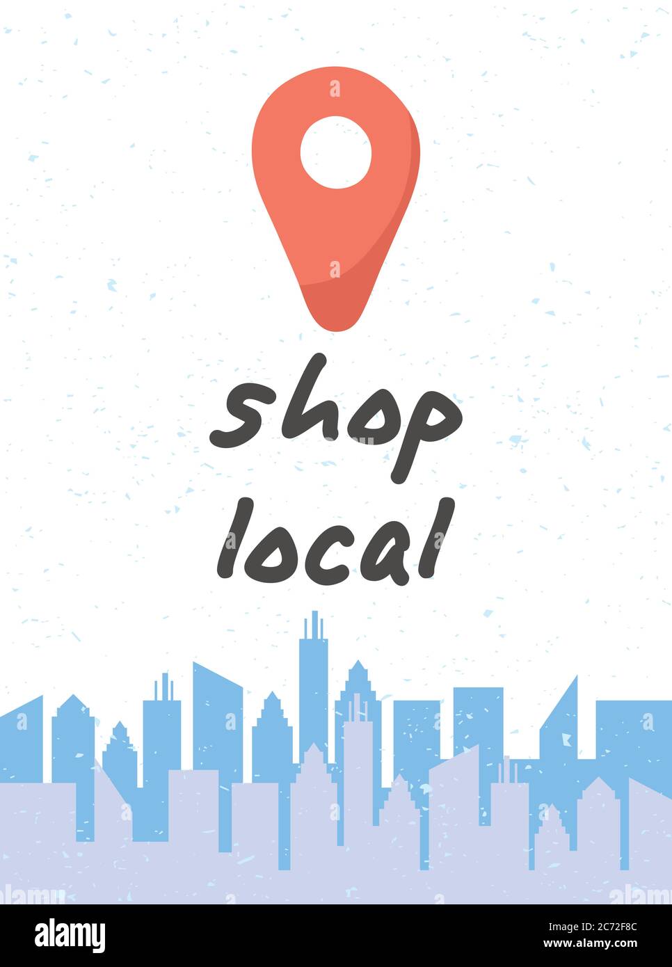 local shop campaign with lettering and pin location on the city vector ...