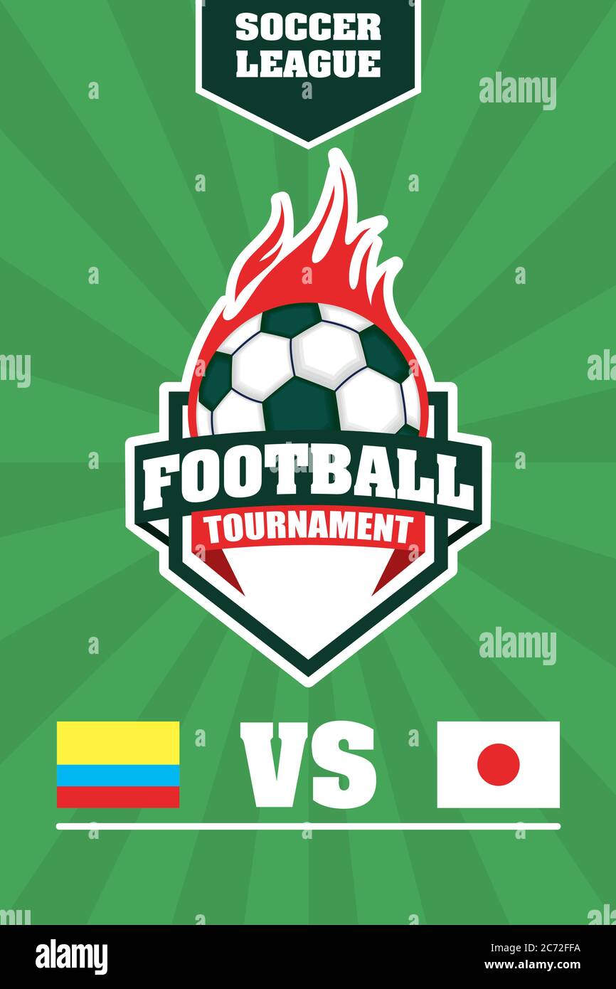 football soccer sport poster with shield and balloon on fire vector ...