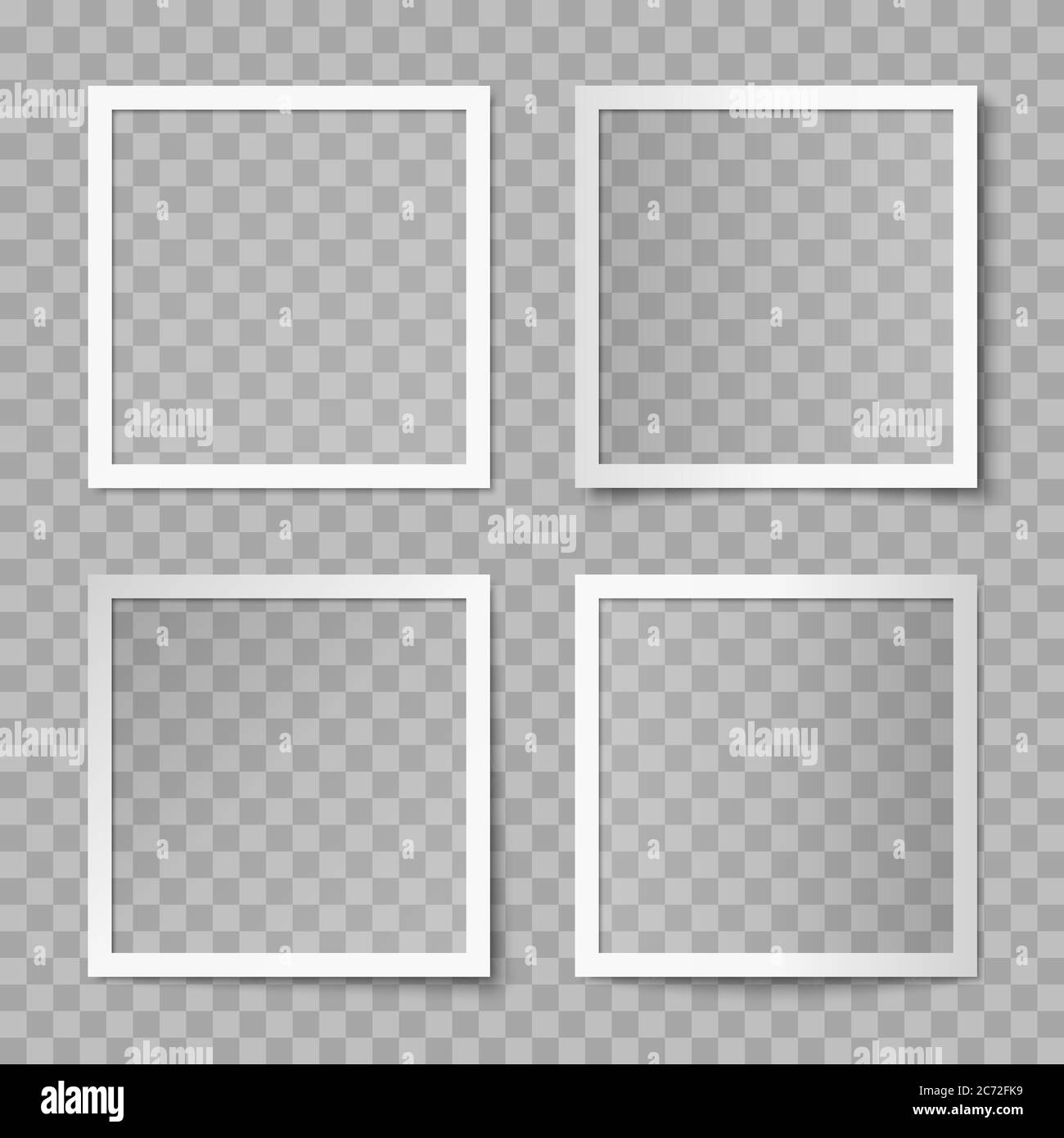 Vector set of white square photo card frames with various lighting ...