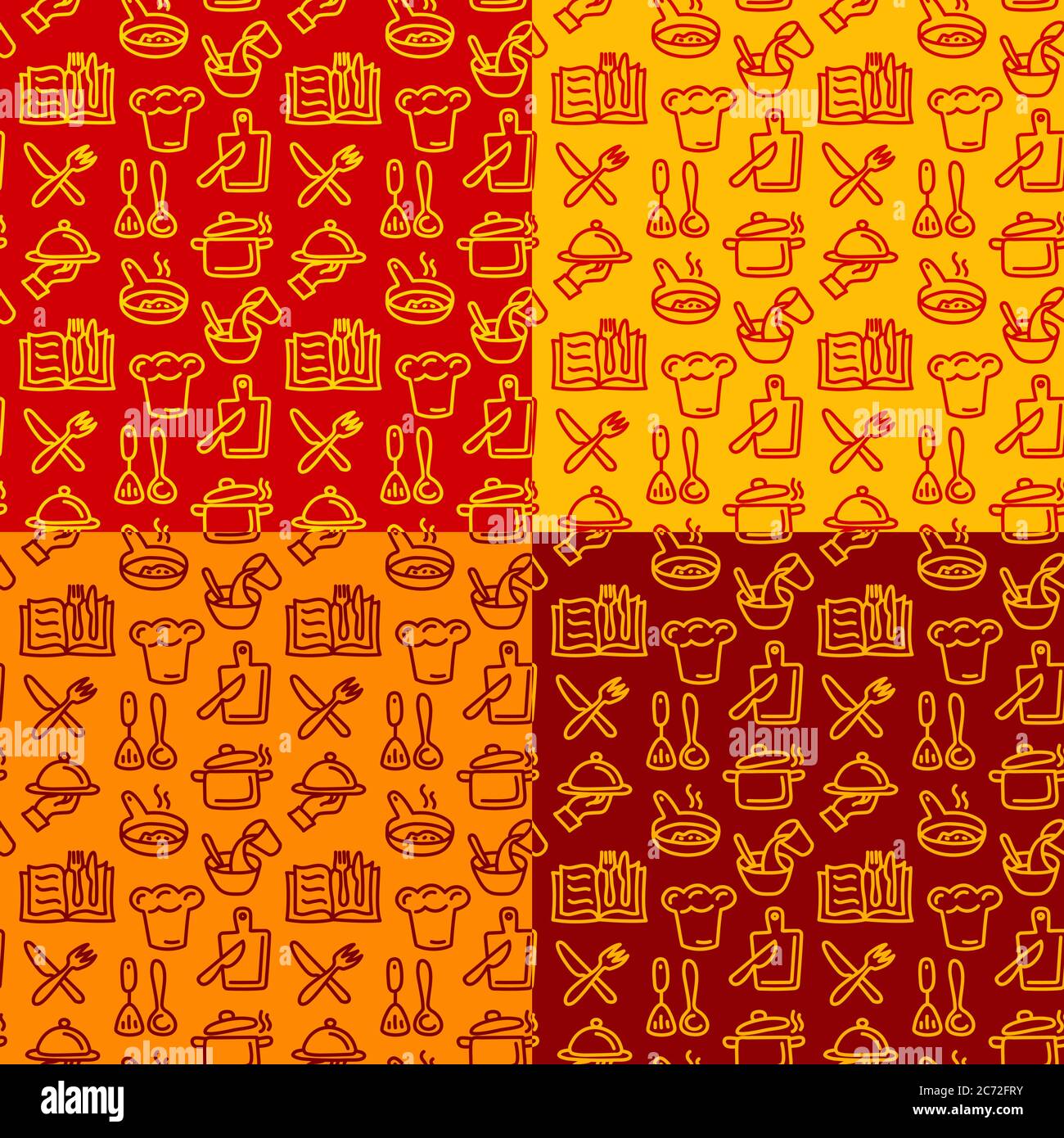 illustration of the cooking and preparation colorful food seamless ...