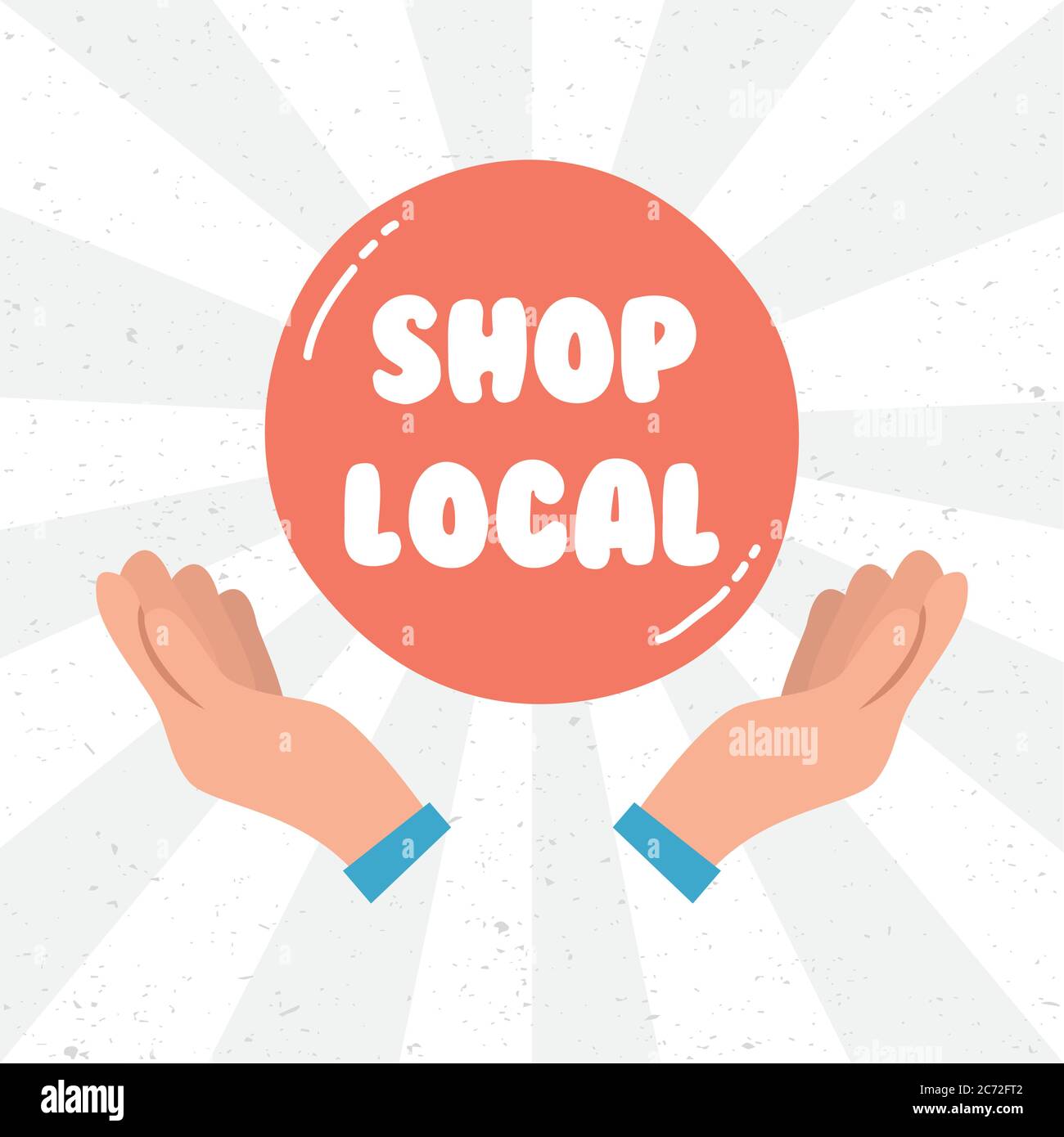 local shop campaign with hands lifting lettering vector illustration ...